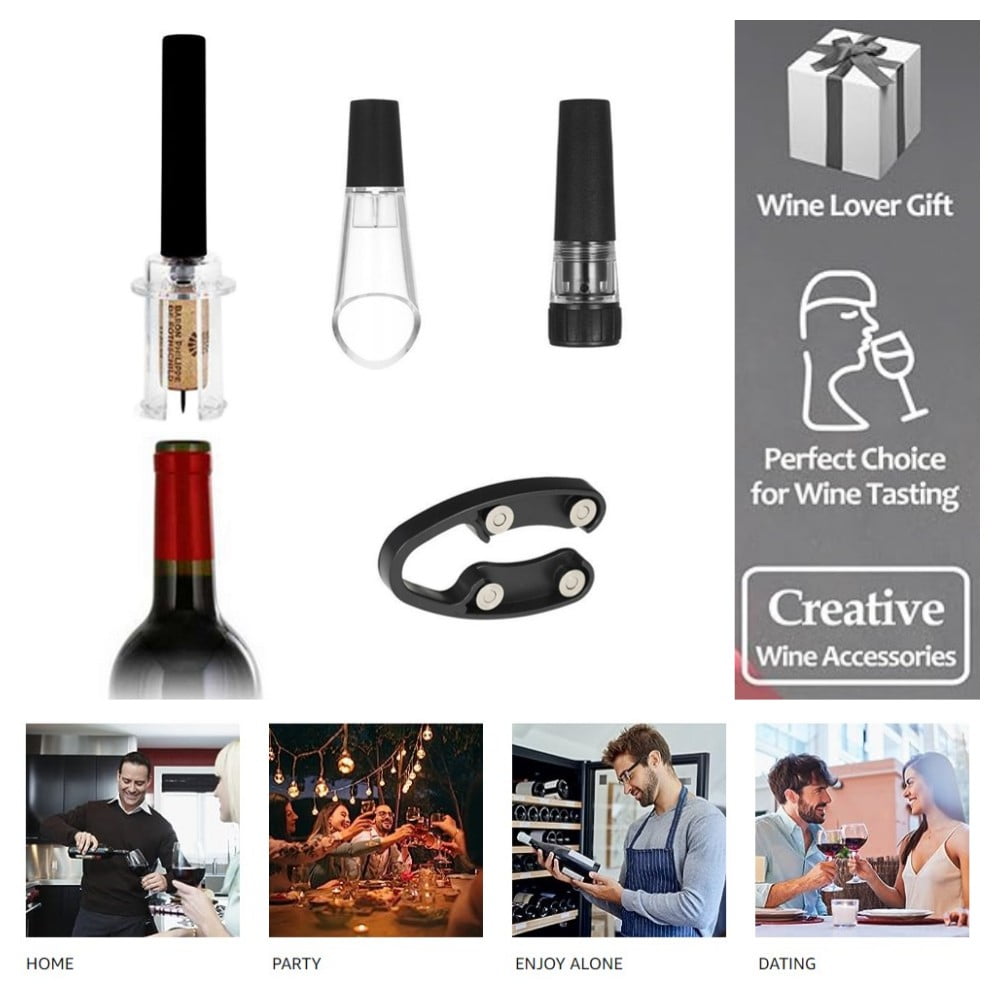 Wine Air Pressure Pump Opener Set Needle Type Wine Bottle Opener Easy-Open Wine Bottle Cork ...