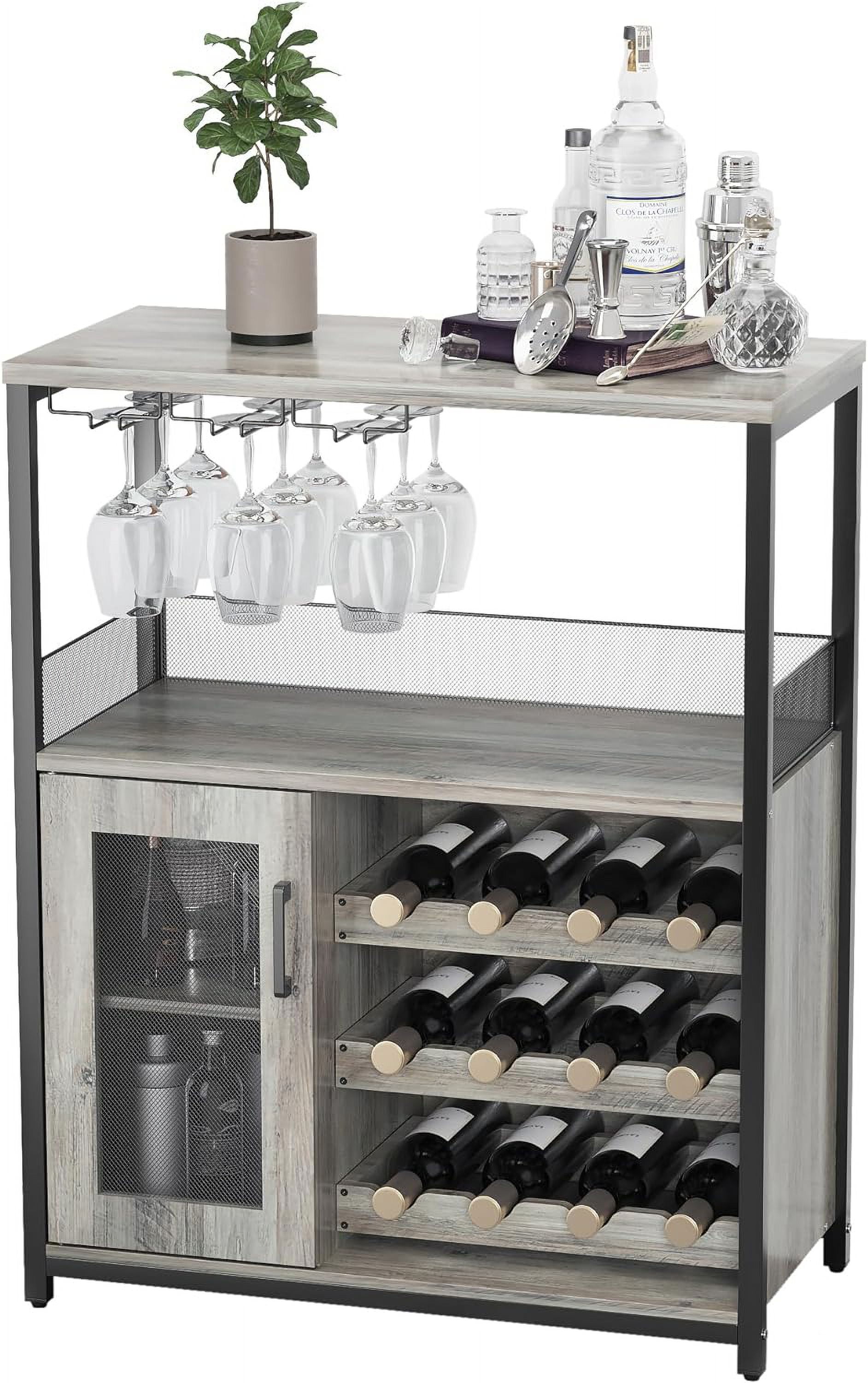 Wine Bar Cabinet with Detachable Wine Rack, Wood Bar Cabinet with ...
