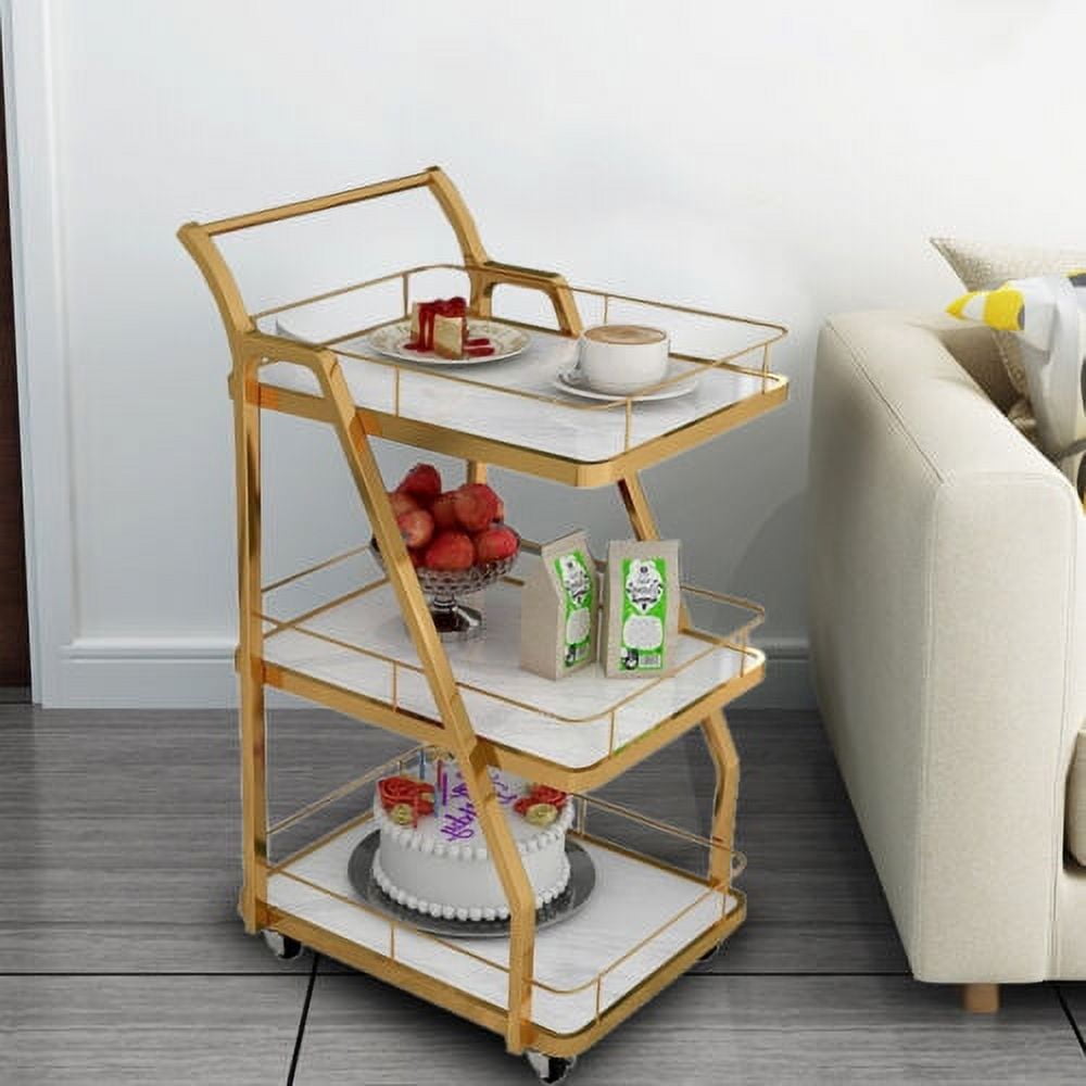 Wine Bar Serving Cart Wine Trolley Rolling Bar Cart with Wheels, Handle ...