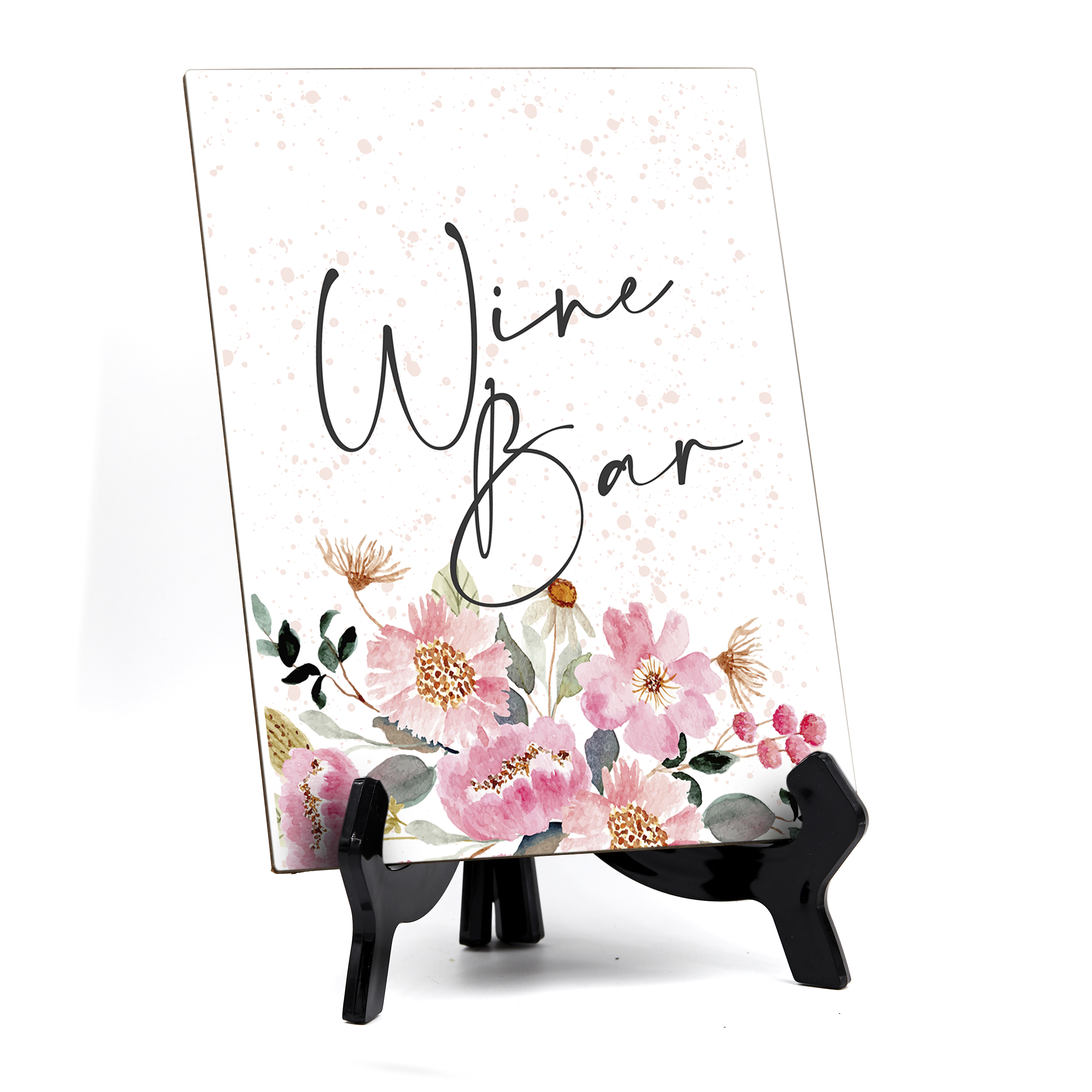 Wine Bar Table Sign with Easel, Floral Watercolor Design (6" x 8 ...
