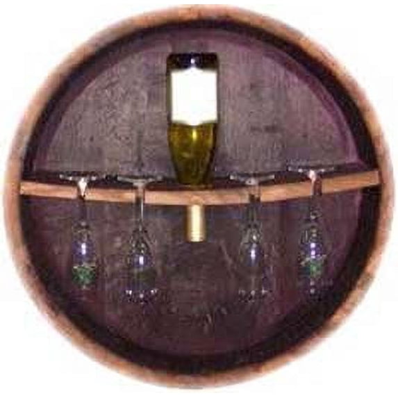 Wine Barrel Creations Oak Wine Barrel Head Stemware Rack and Bottle ...