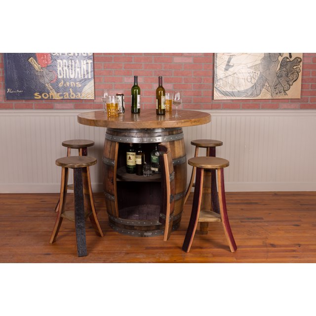 Wine Barrel Designs 4-Person Barrel Bar Set with Storage - Walmart.com
