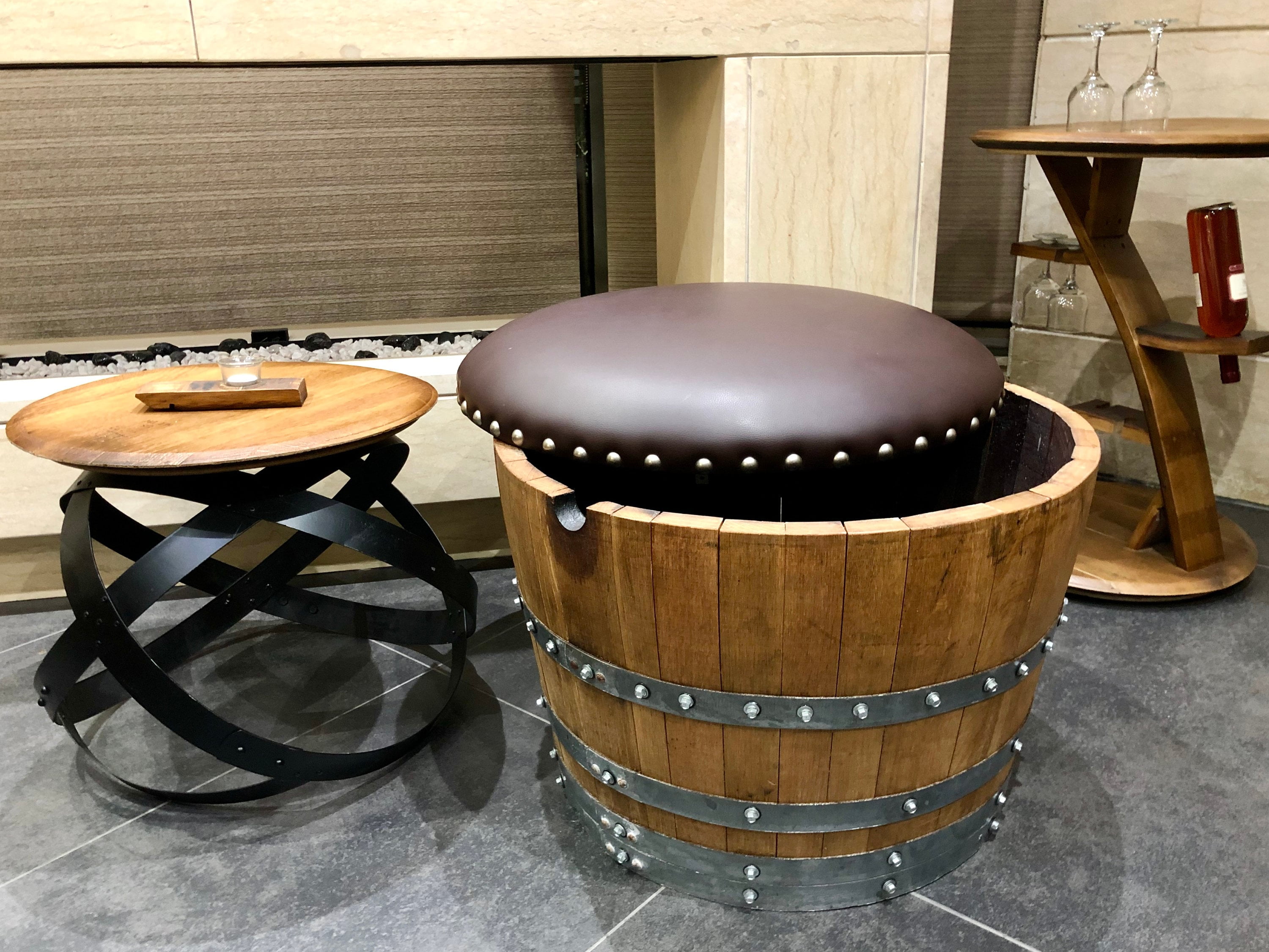 Wine Barrel Ottoman Chair - Rustic Wine Barrel Furniture, Bourbon ...