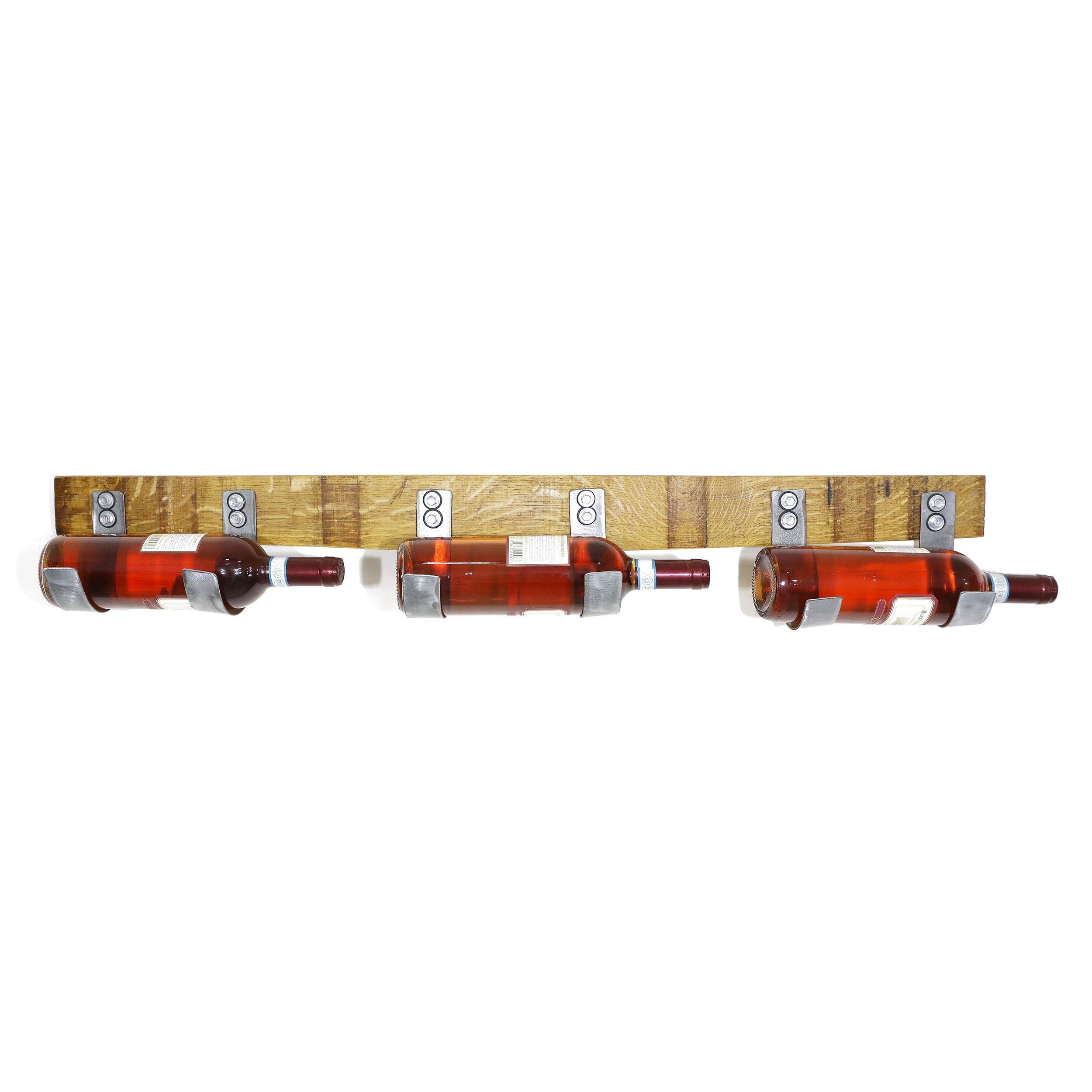 Wine Barrel Stave 3-Bottle Holder - Wall Mounted Wine Rack - Rustic ...