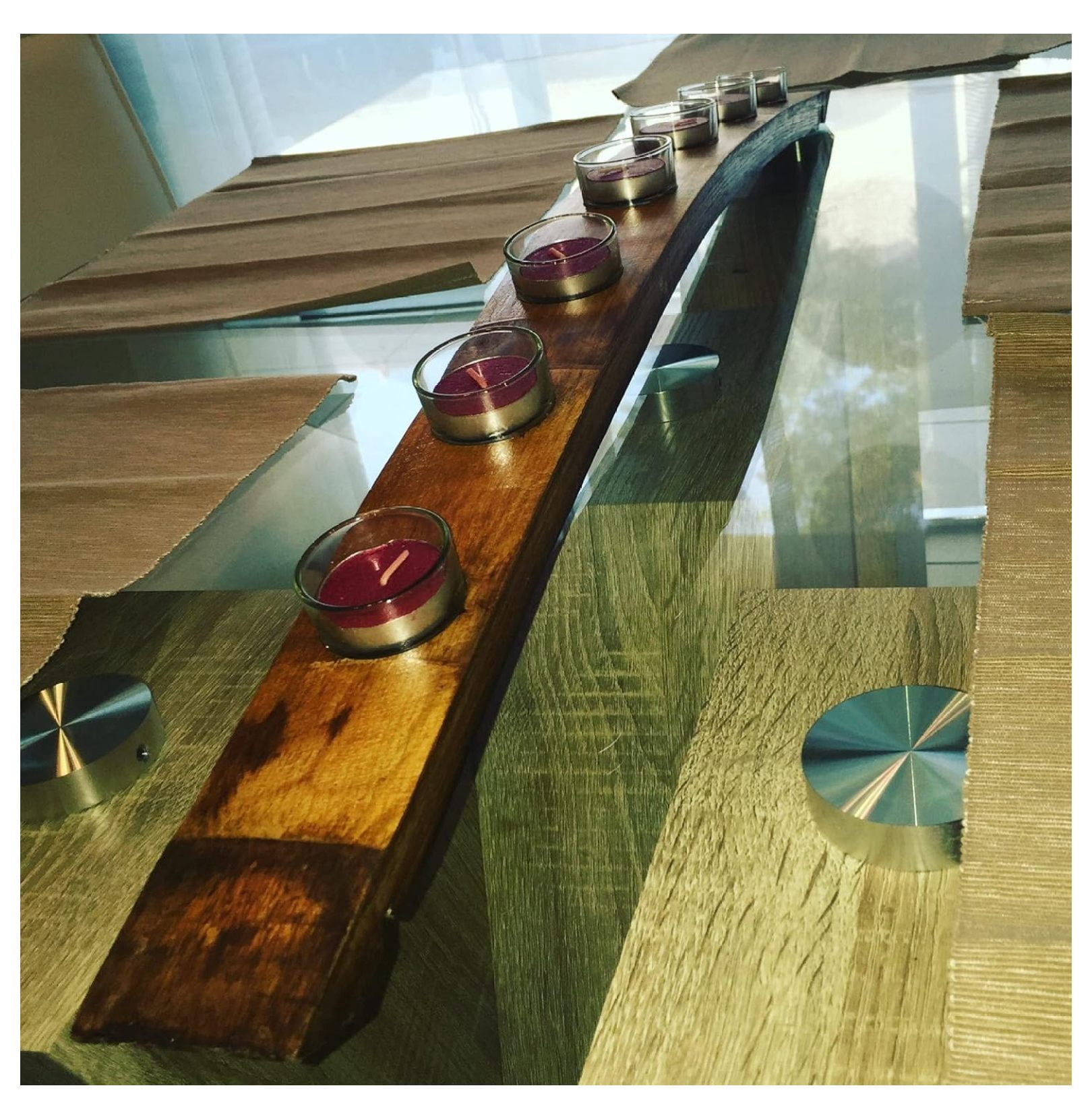 Wine Barrel Stave Candle Holder 34 Inches Long, Handmade 7 Candles ...