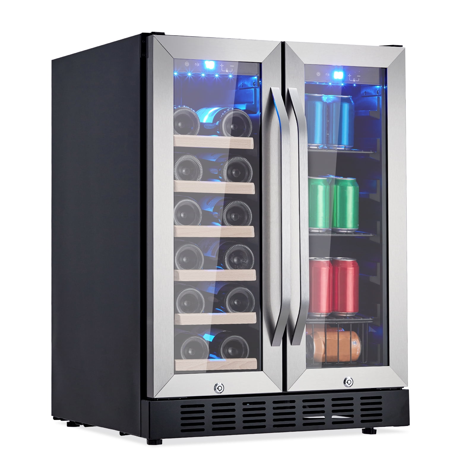 Wine and Beverage Refrigerator, 24 Inch Dual Zone Wine Cooler with ...