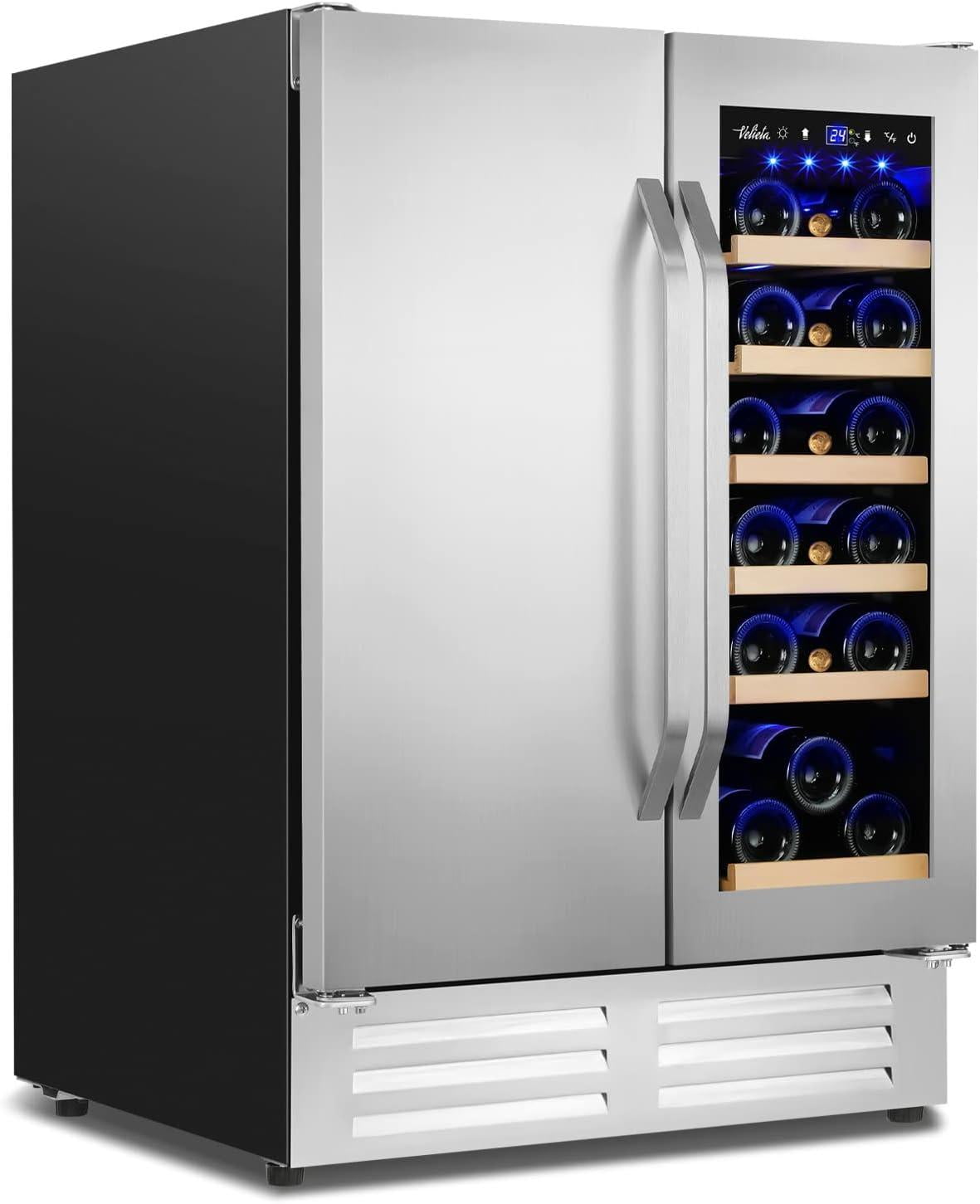 Wine and Beverage Refrigerator,24 Inch Dual Zone Wine Beverage Cooler ...