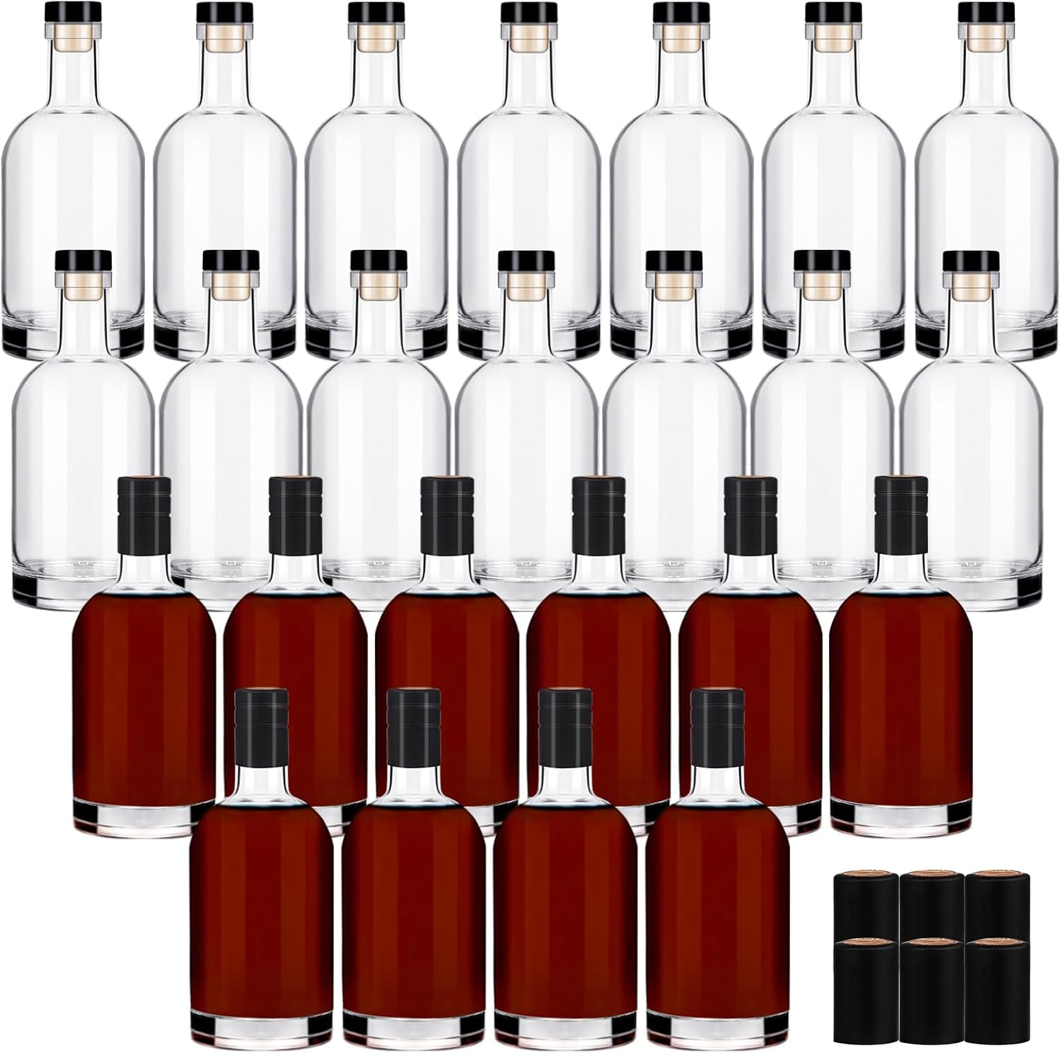 Wine Bottle 24PCS 100 ML Glass Bottles with Lids 3 oz Clear Glass ...