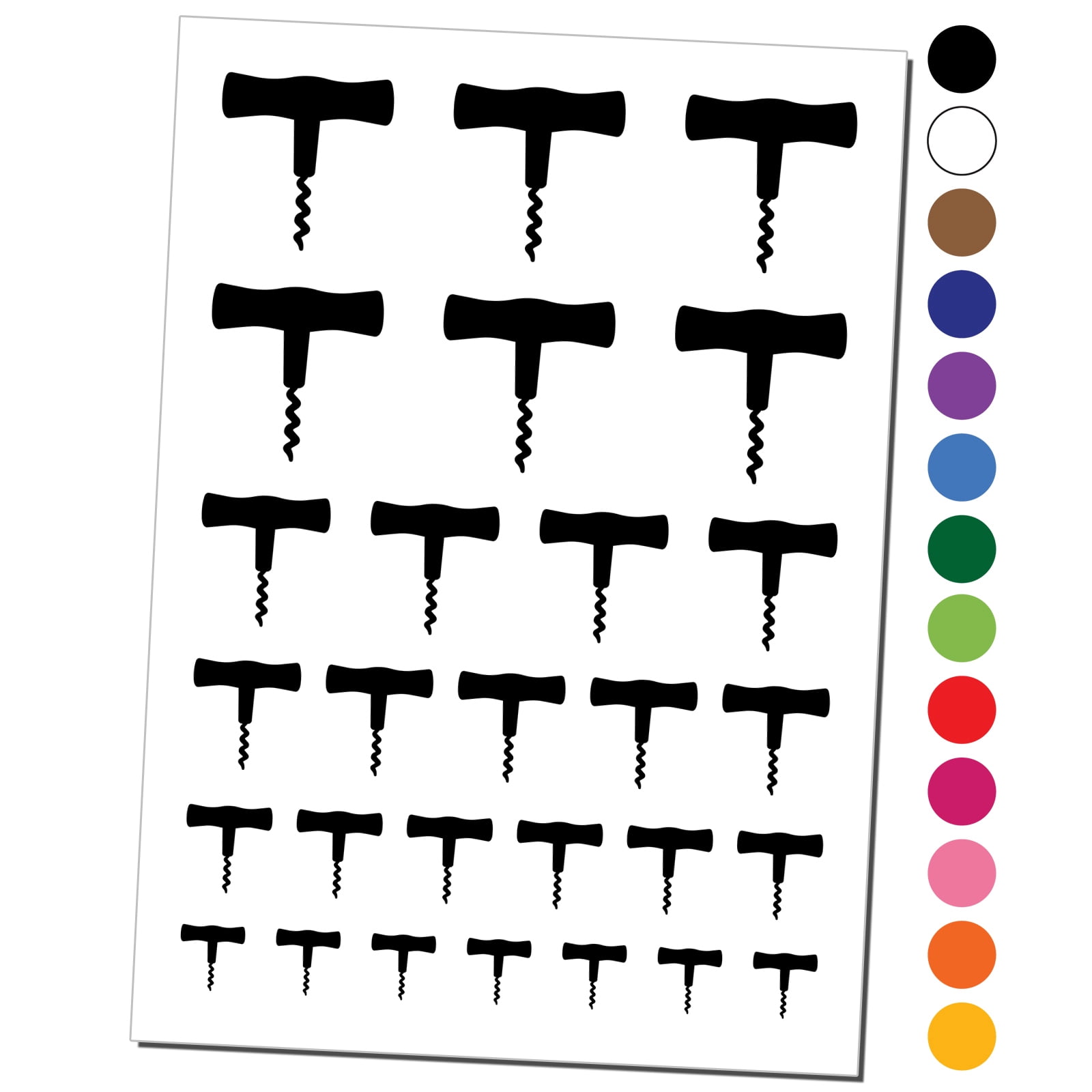 Wine Bottle Cork Corkscrew Water Resistant Temporary Tattoo Set Fake ...