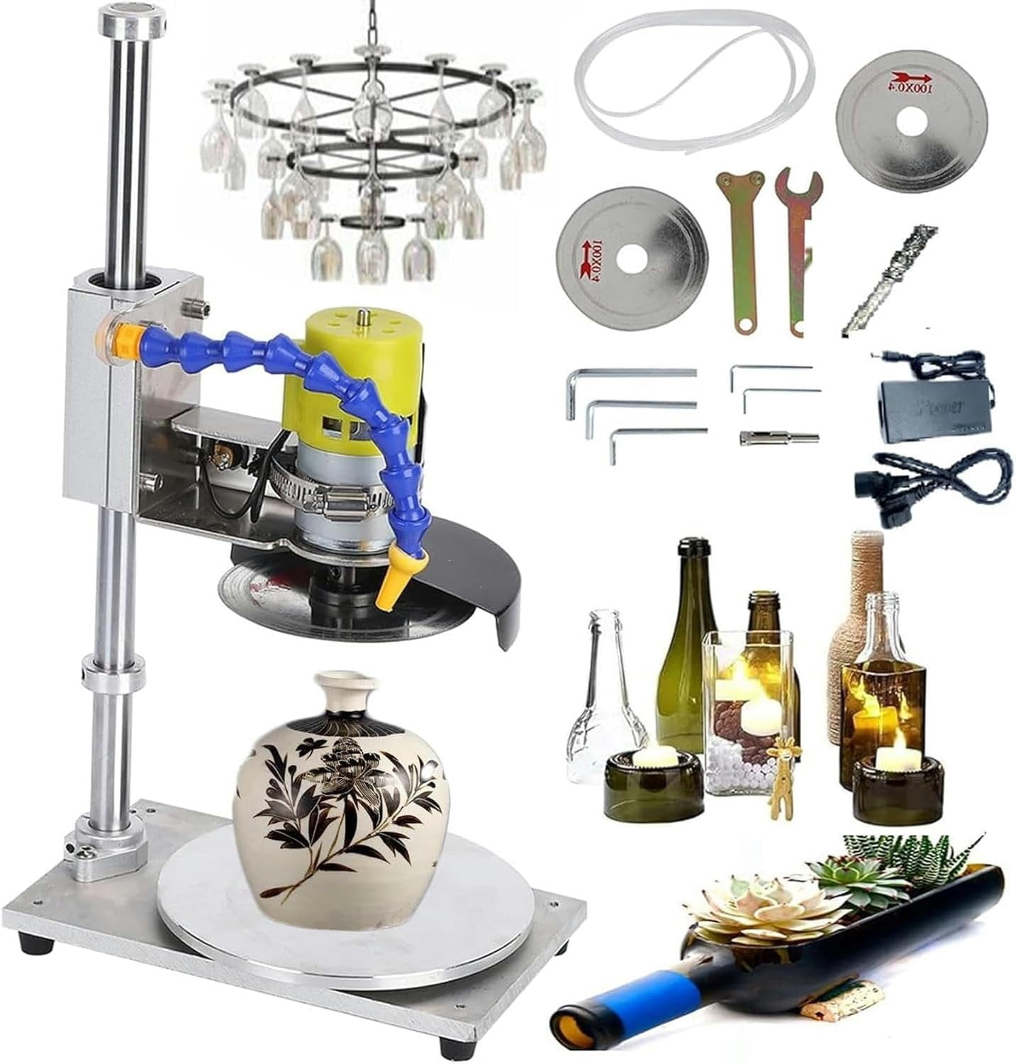 Wine Bottle Cutting Tool Kit, 6000RPM Stainless Steel Glass Bottle ...