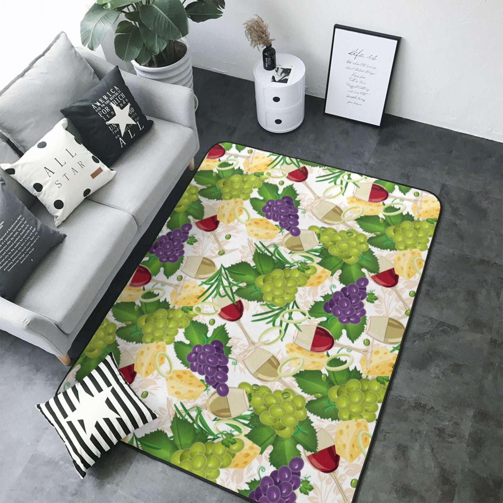 Wine Bottle Grape Area Rugs for Living Room Bedroom, 5x7 Soft Throw ...