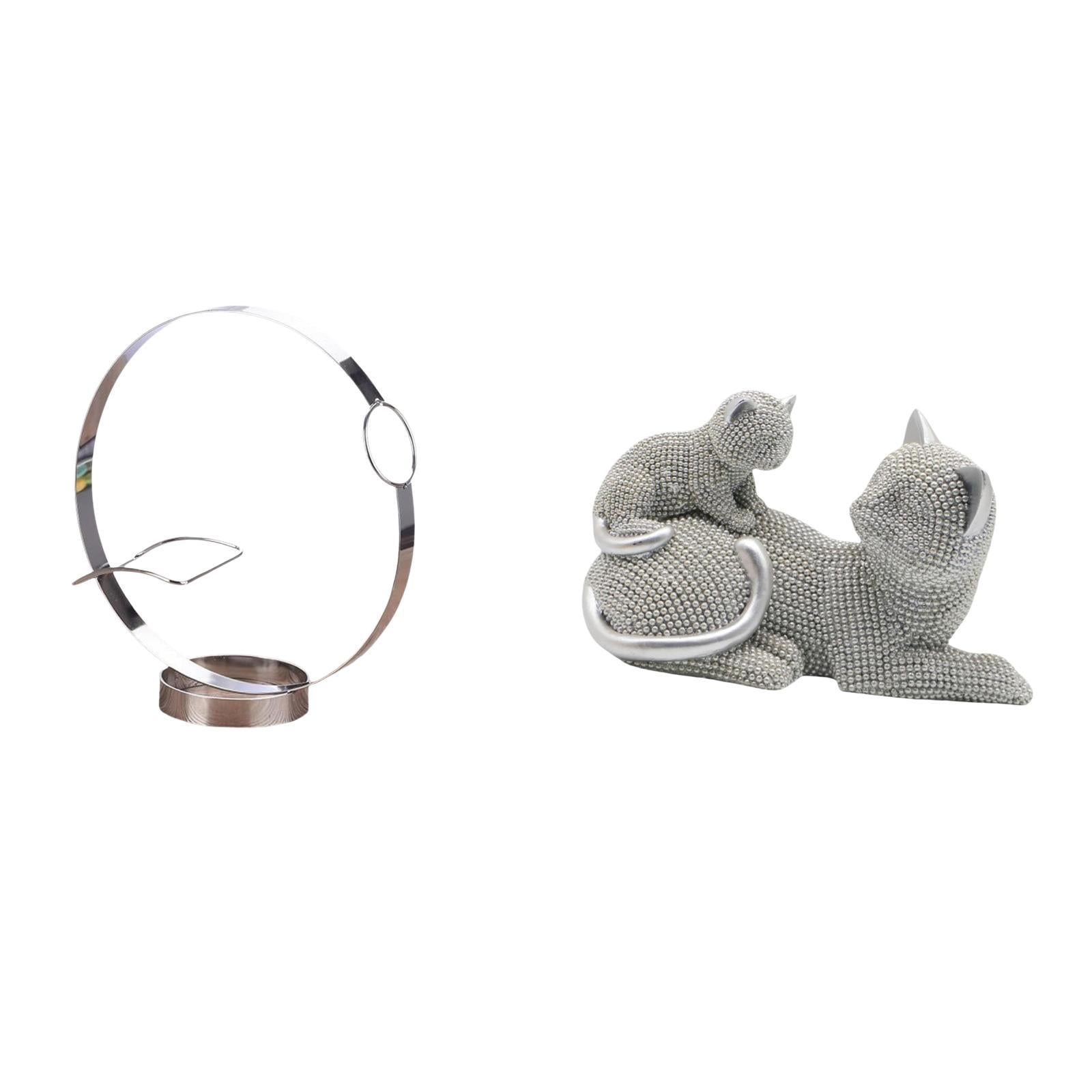 Wine Bottle Holder Cat Statue Tabletop Figurine Iron Resin Vintage Art ...