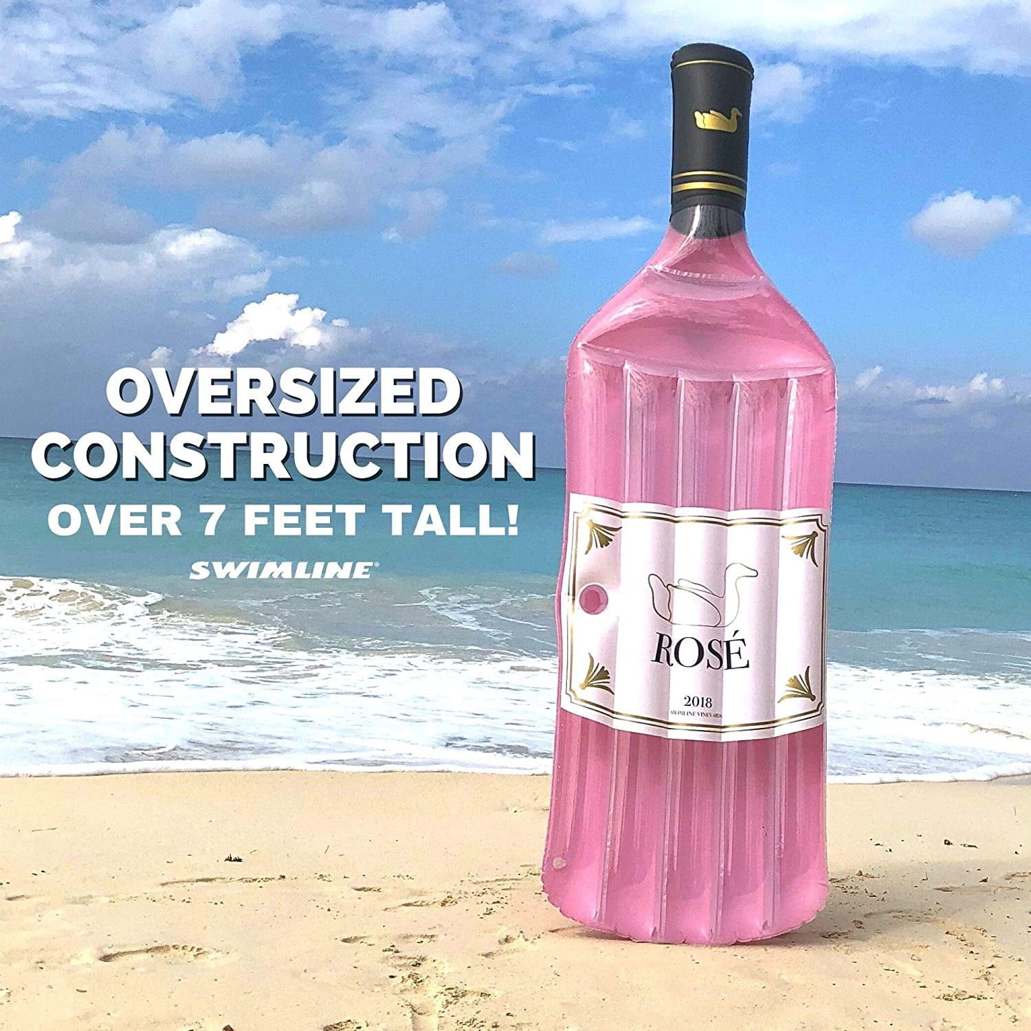 Inflatable Pool Floating Lounge Oversized 92''x 27'' Wine Bottle Water ...