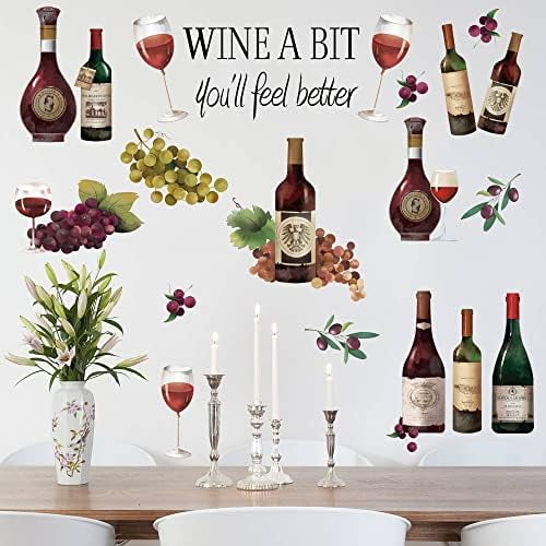 Wine Bottle Kitchen Quotes Wall Decals Grape Fruit Wine Tasting ...