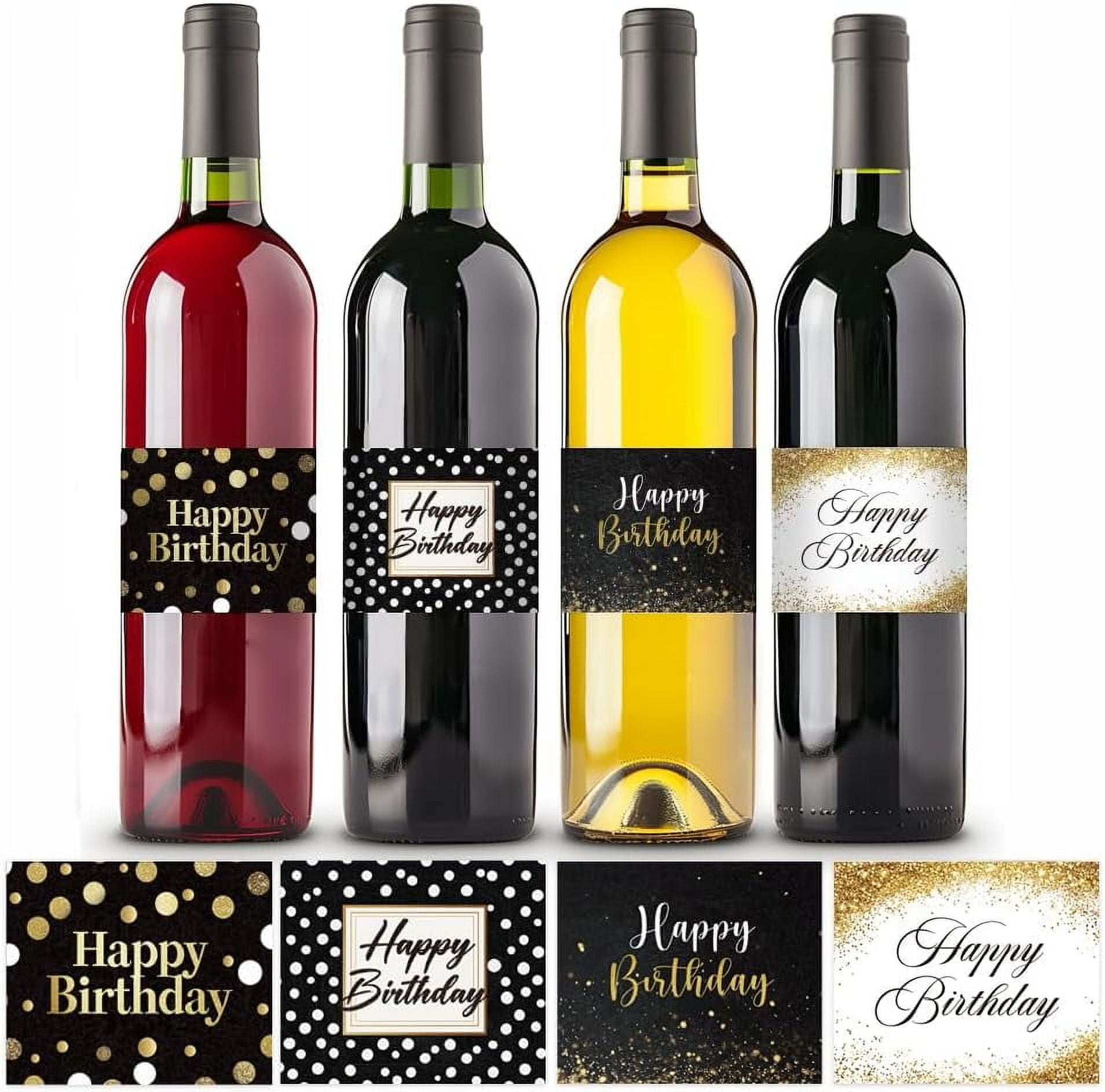 Wine Bottle Labels 40pcs 4 Styles Happy Birthday Wine Labels for ...