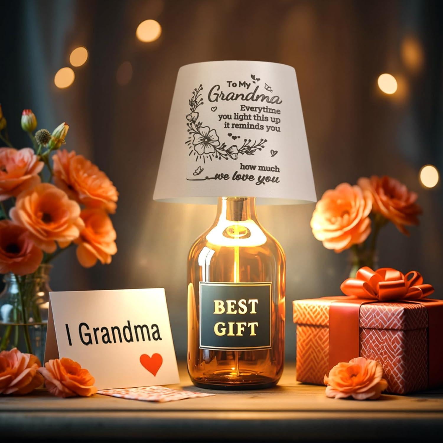 Wine Bottle Lamp for Grandma, Adjustable Brightness 3 Color Wine Bottle ...