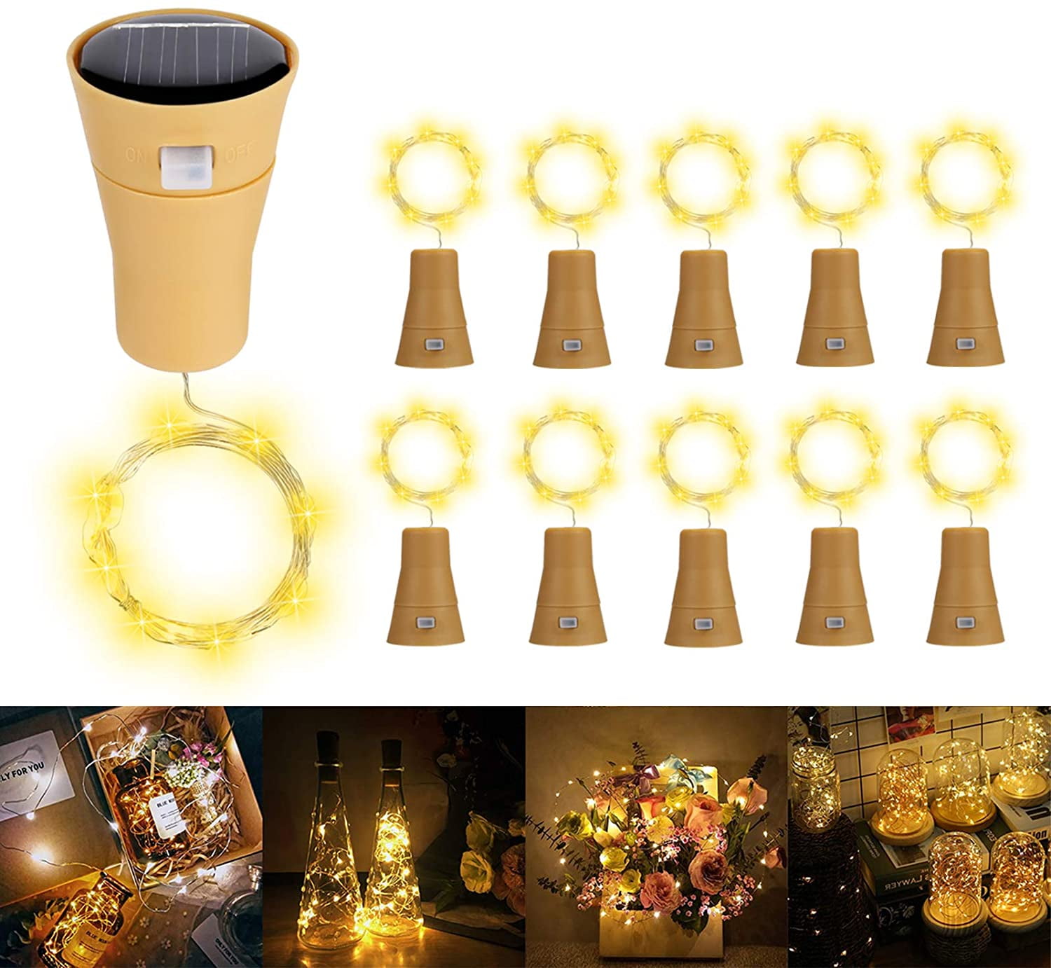 Wine Bottle Lights, 10 Packs of LED Copper Wire Light Fairy String ...