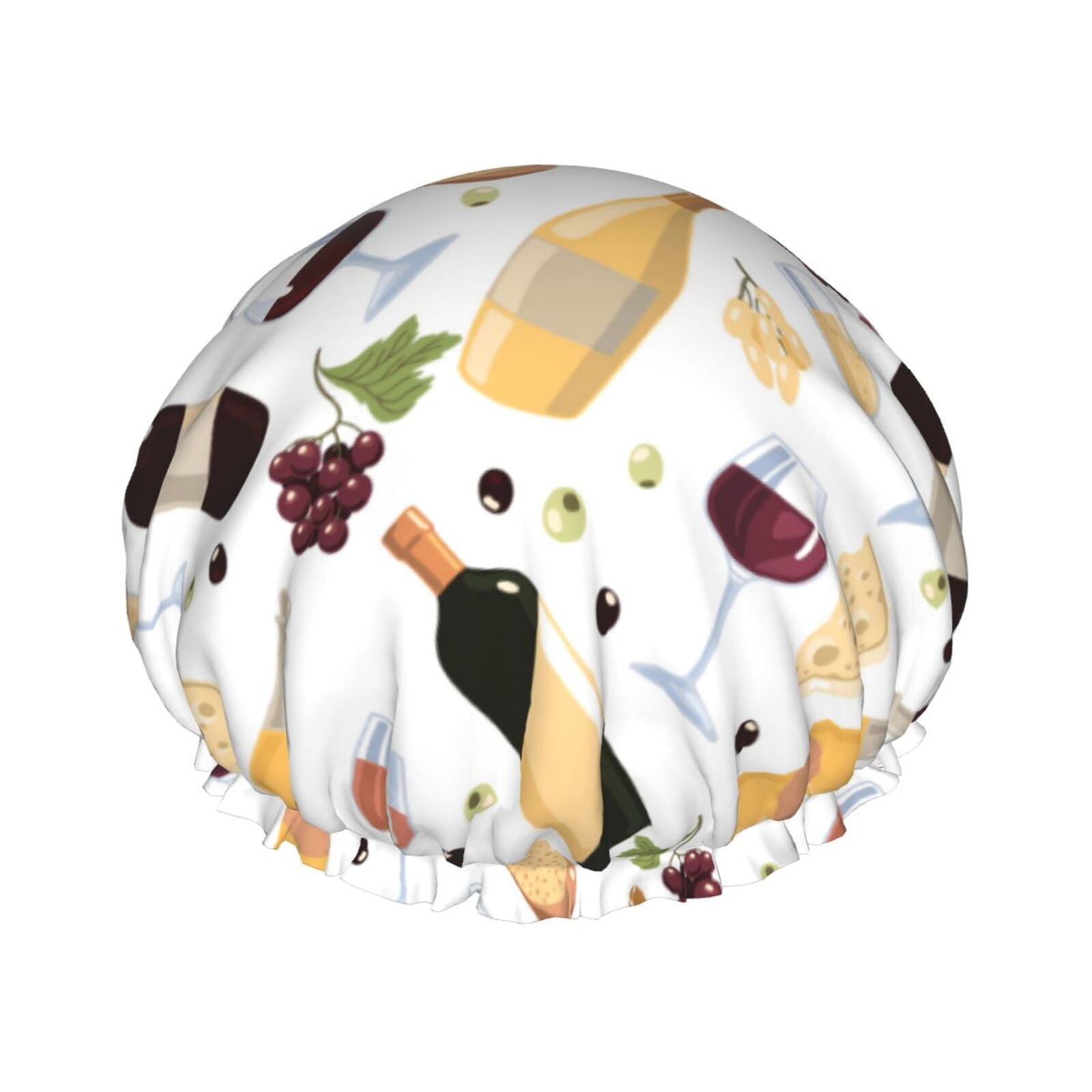 Wine Bottle Print No.9037 Shower Cap, Reusable Bath Hair Hat for all ...
