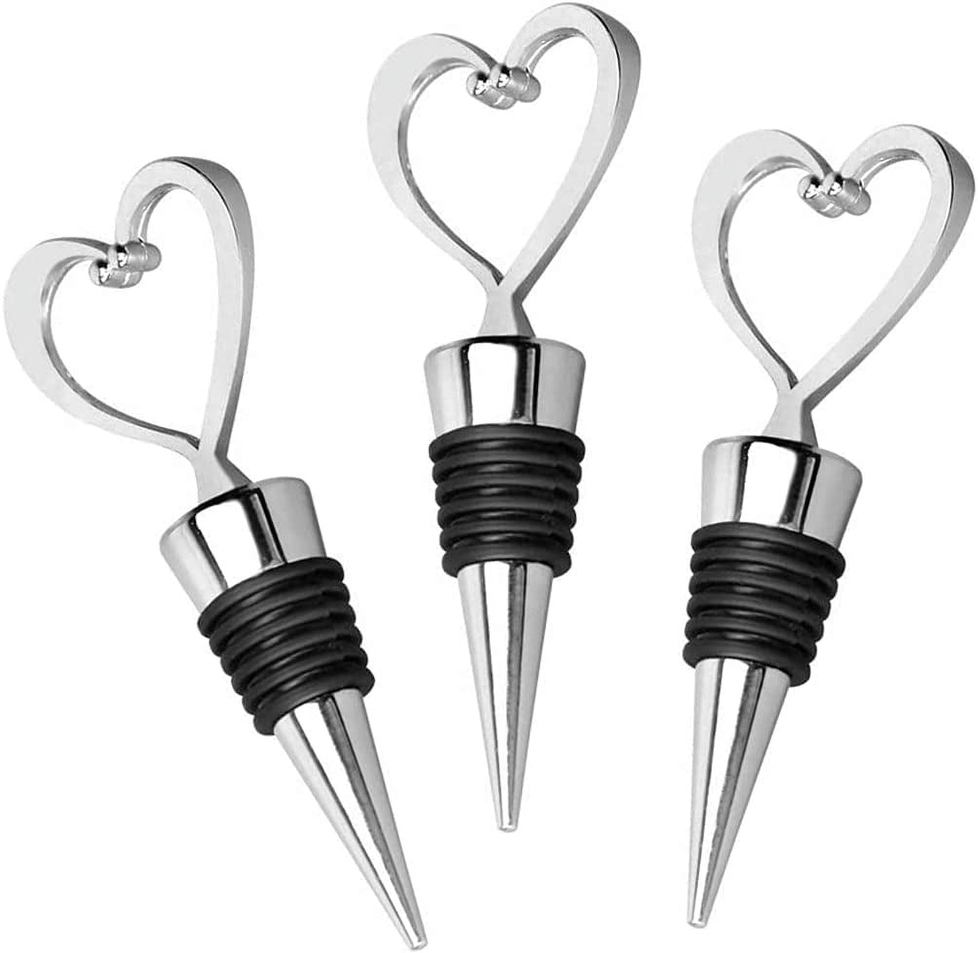 Wine Bottle Stoppers,3 Pcs Metal Heart-Shaped Bottle Stoppers Love ...