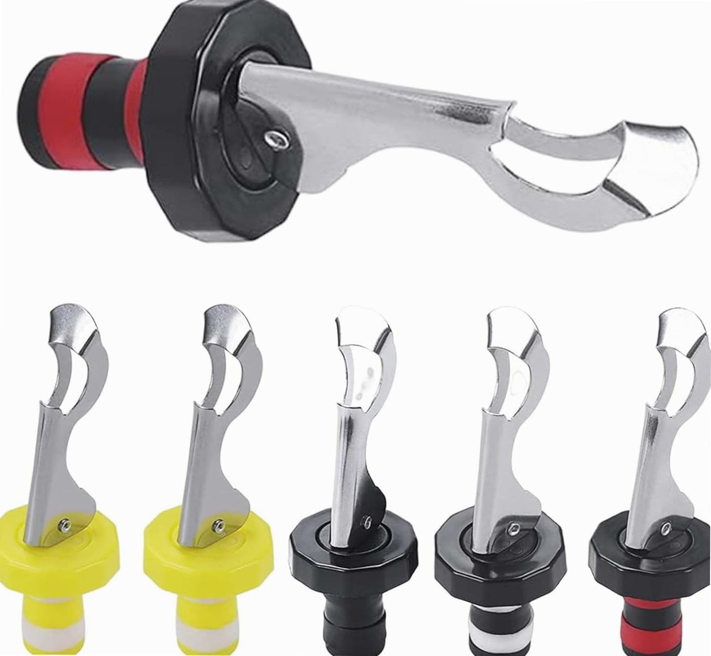 Wine Bottle Stoppers, 6 Pcs Lever-Arm Bottle Stoppers，Lid Vacuum Plug ...