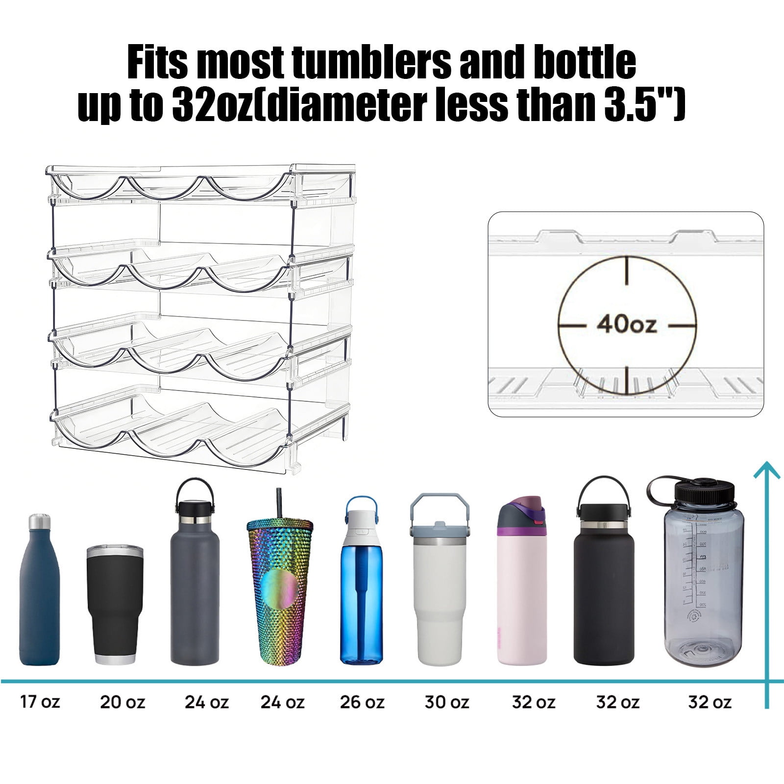 Wine Bottle Storage Rack Stackable Water Bottle Organizer, Clear ...