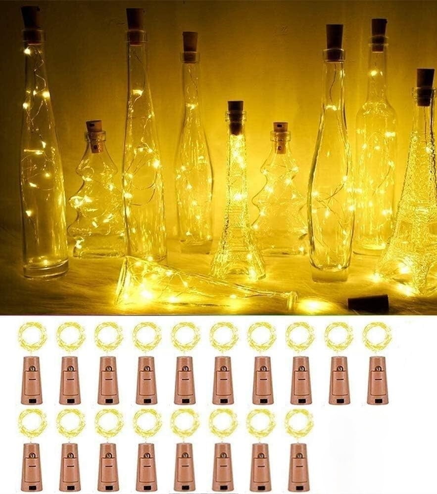 Wine Bottle String Lights with Cork,18Pcs 20 LED 2M Mini Silver Copper ...