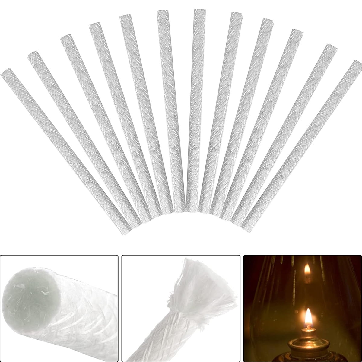 Wine Bottle Torch Replacement Wick, QZS Includes 12 Soft Fiberglass ...