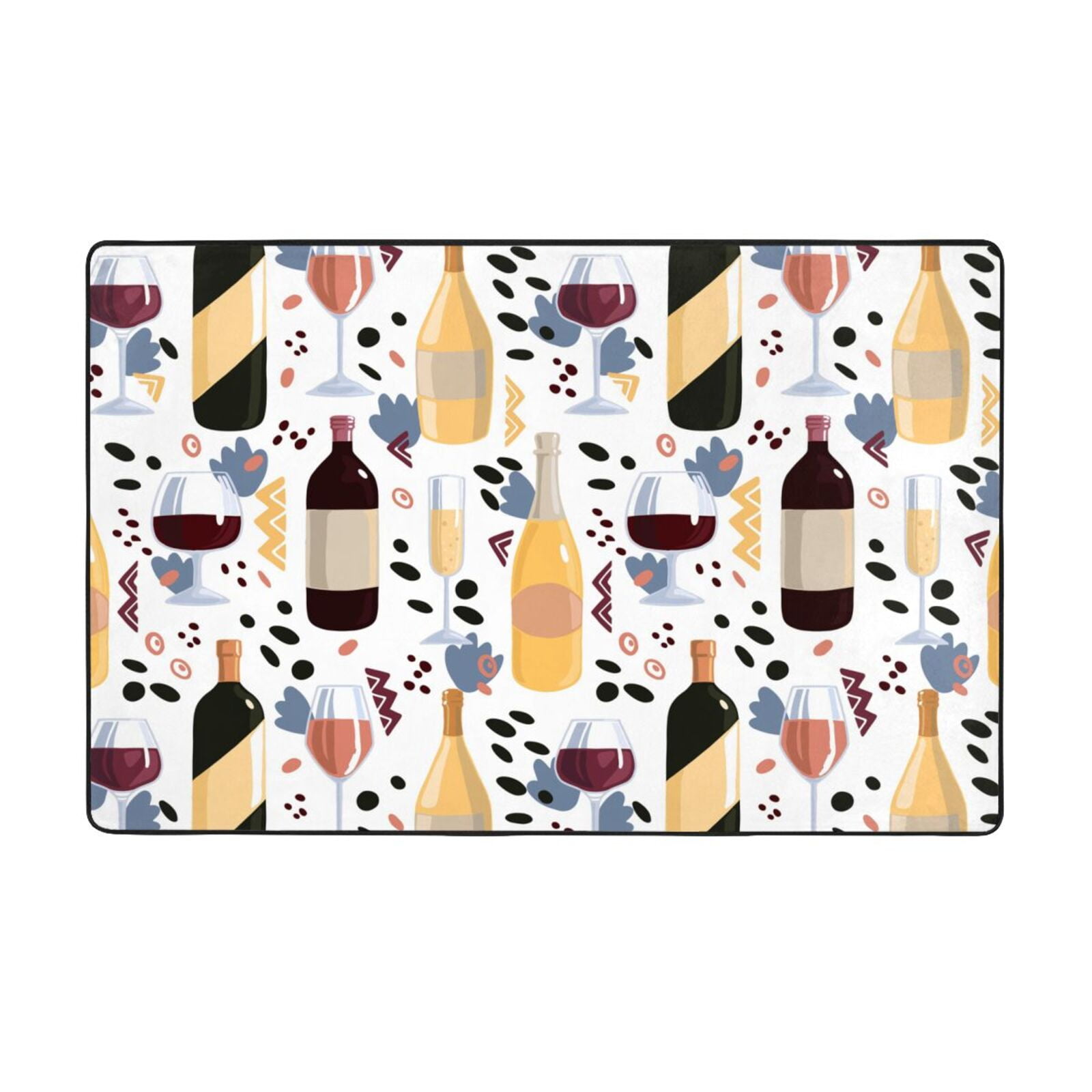 Wine Bottles Glasses Universal Door Mat Indoor Entrance, 60×39 Non-Slip ...