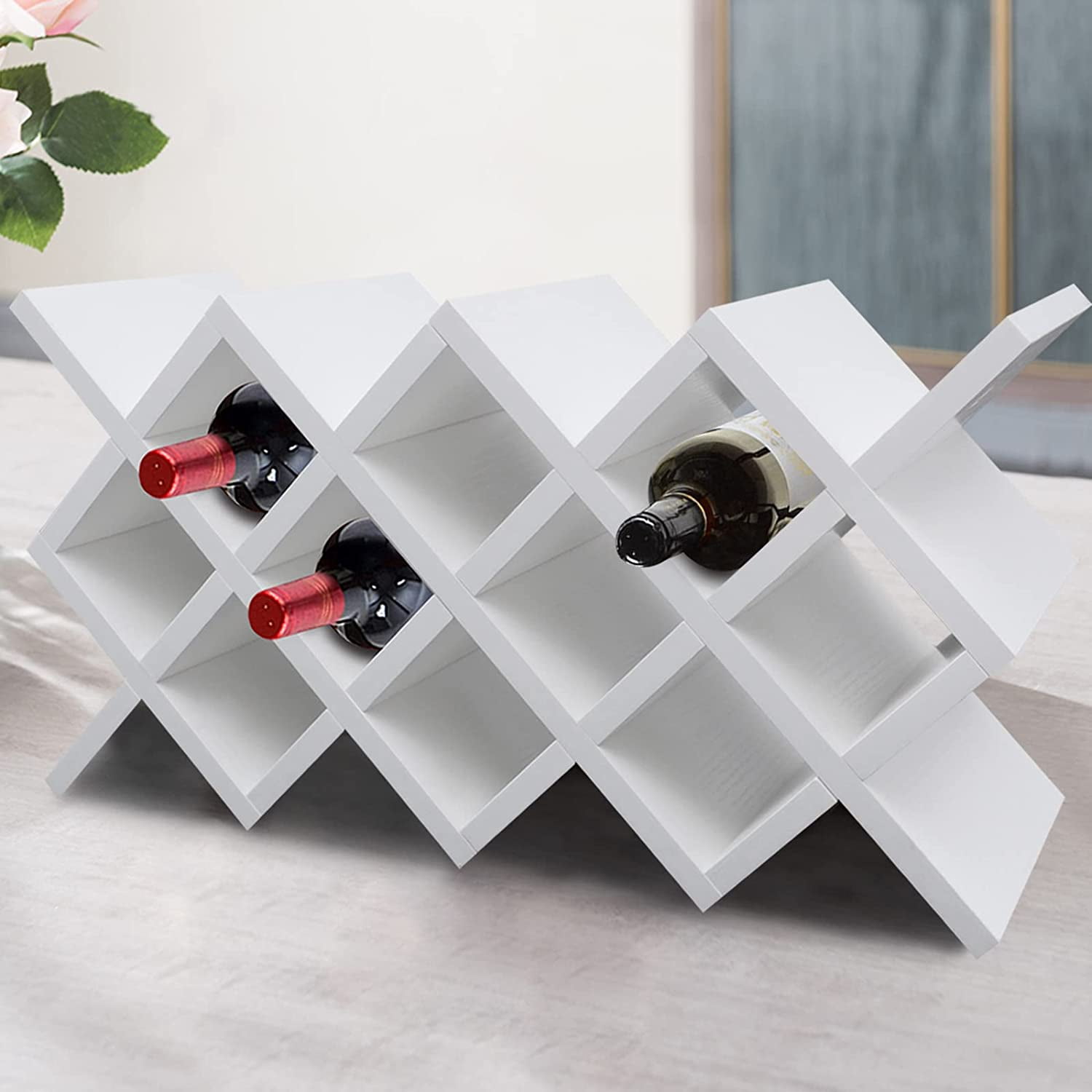Wine Bottles Rack Wine Rack Countertop for 10 Bottles White Free ...