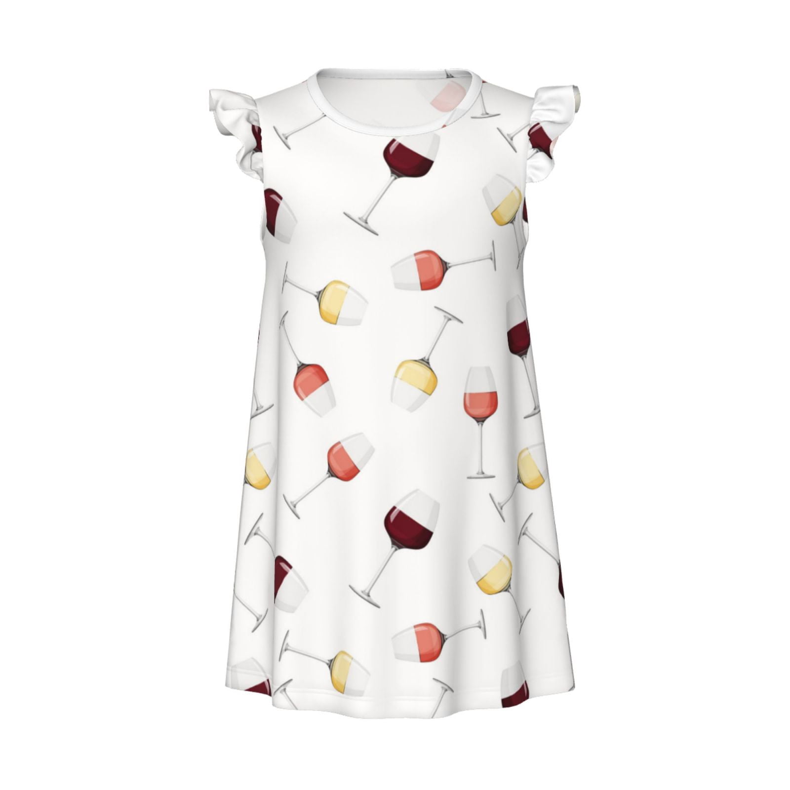 Wine Champagne Glasses Print Girls Nightgowns, Pajamas for Girls, Soft ...