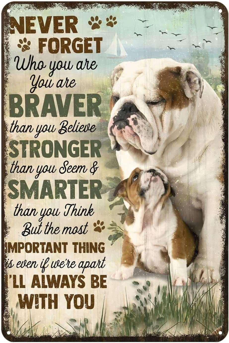 English Bulldog Funny Metal Sign Never Forget That You are Amazing Dog ...