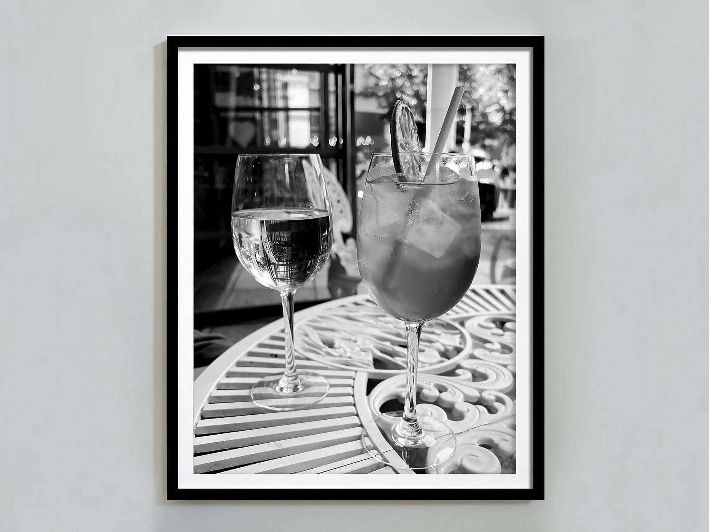 Wine & Cocktail In Paris Print, Bar Cart Wall Art, Black And White ...