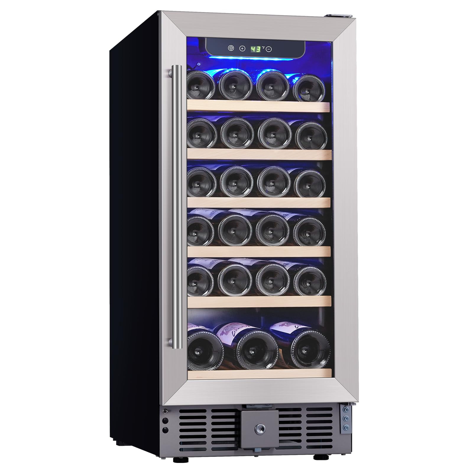 Wine Cooler 30 Bottle, 15 Inch Wine And Beverage Refrigerator With ...