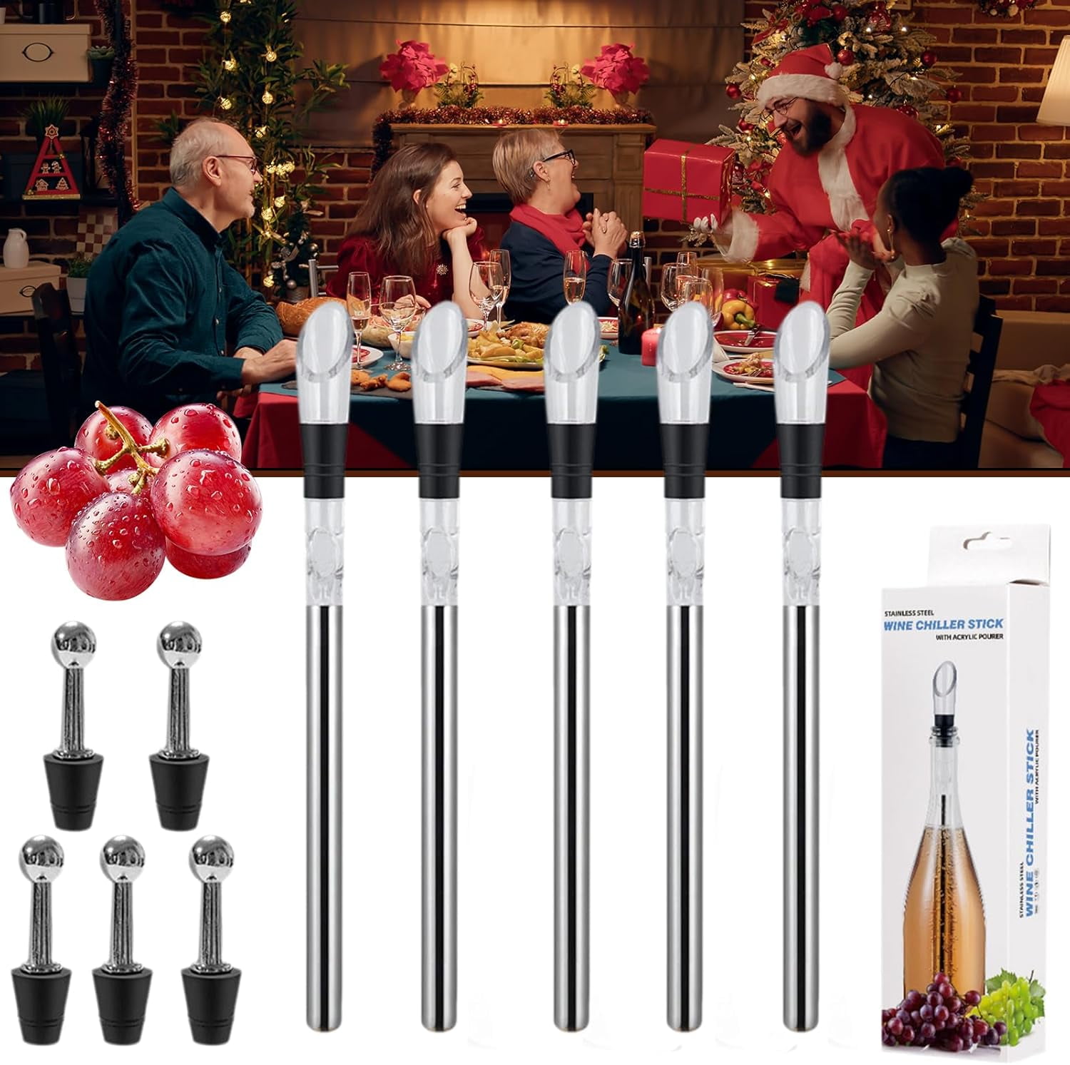 Wine Cooling Stick,Vino Amigo Wine Chiller - 100% Food Grade Stainless ...