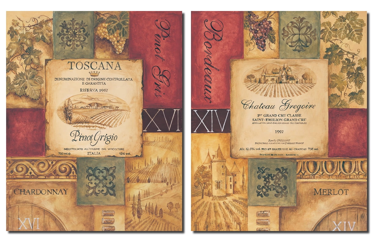Wine Country I Lovely Vintage Tuscan Wine Vineyard Signs; Two 8x10 ...