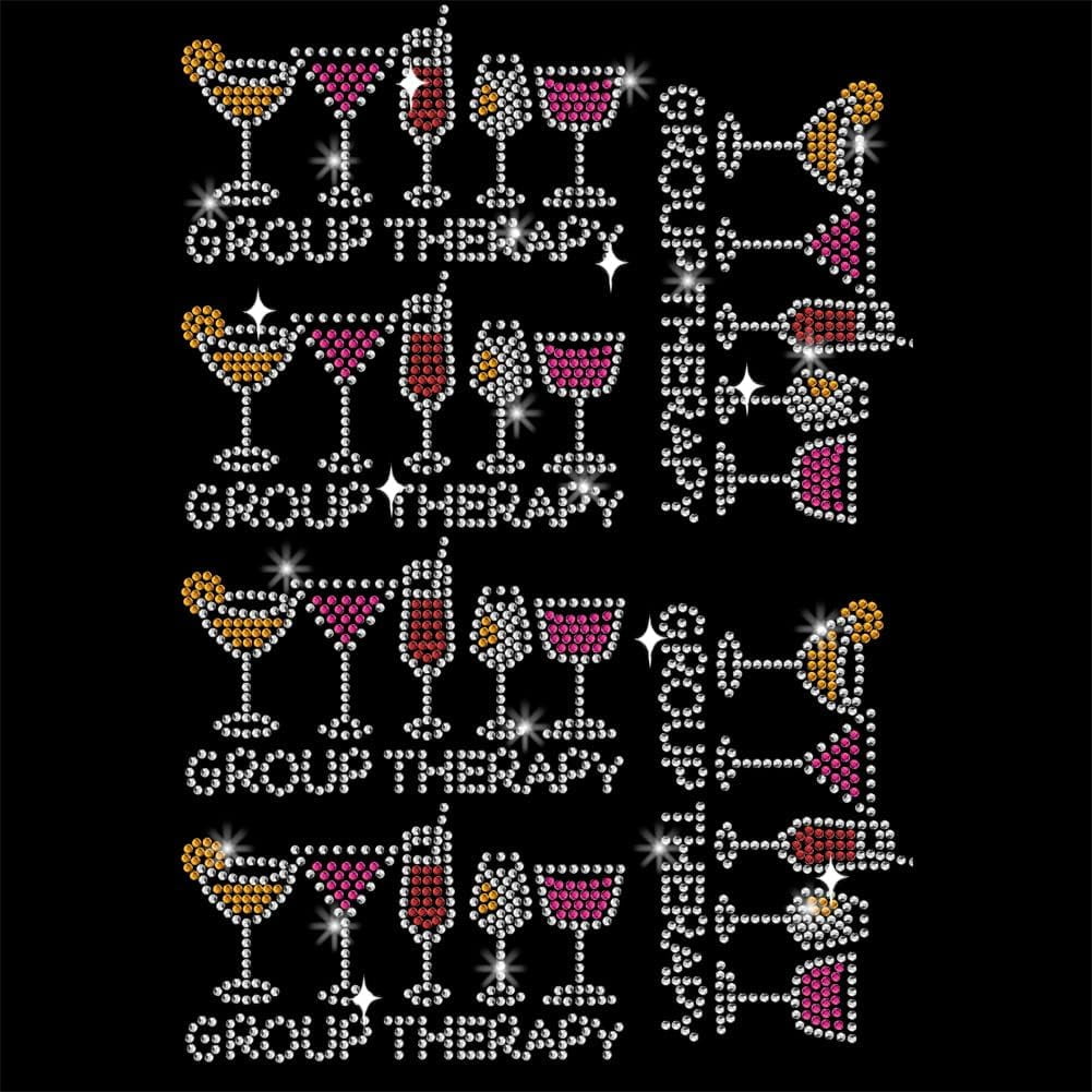 Wine Cup Rhinestone Iron on Hotfix Heat Transfer Decal Bling Rhinestone ...