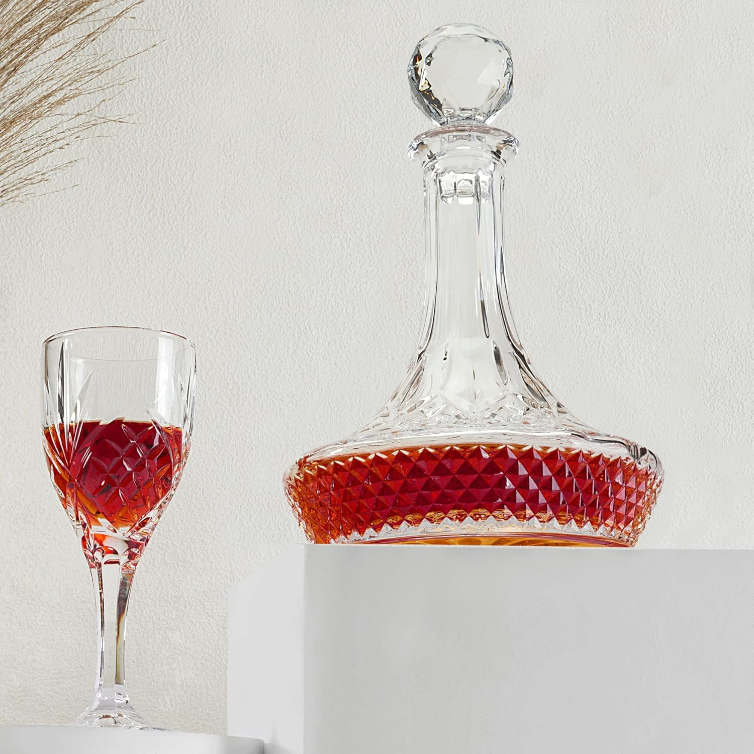 Wine Decanter Carafe, Hand-Blown Red Wine Decanter Aerator 1250ml/42oz ...