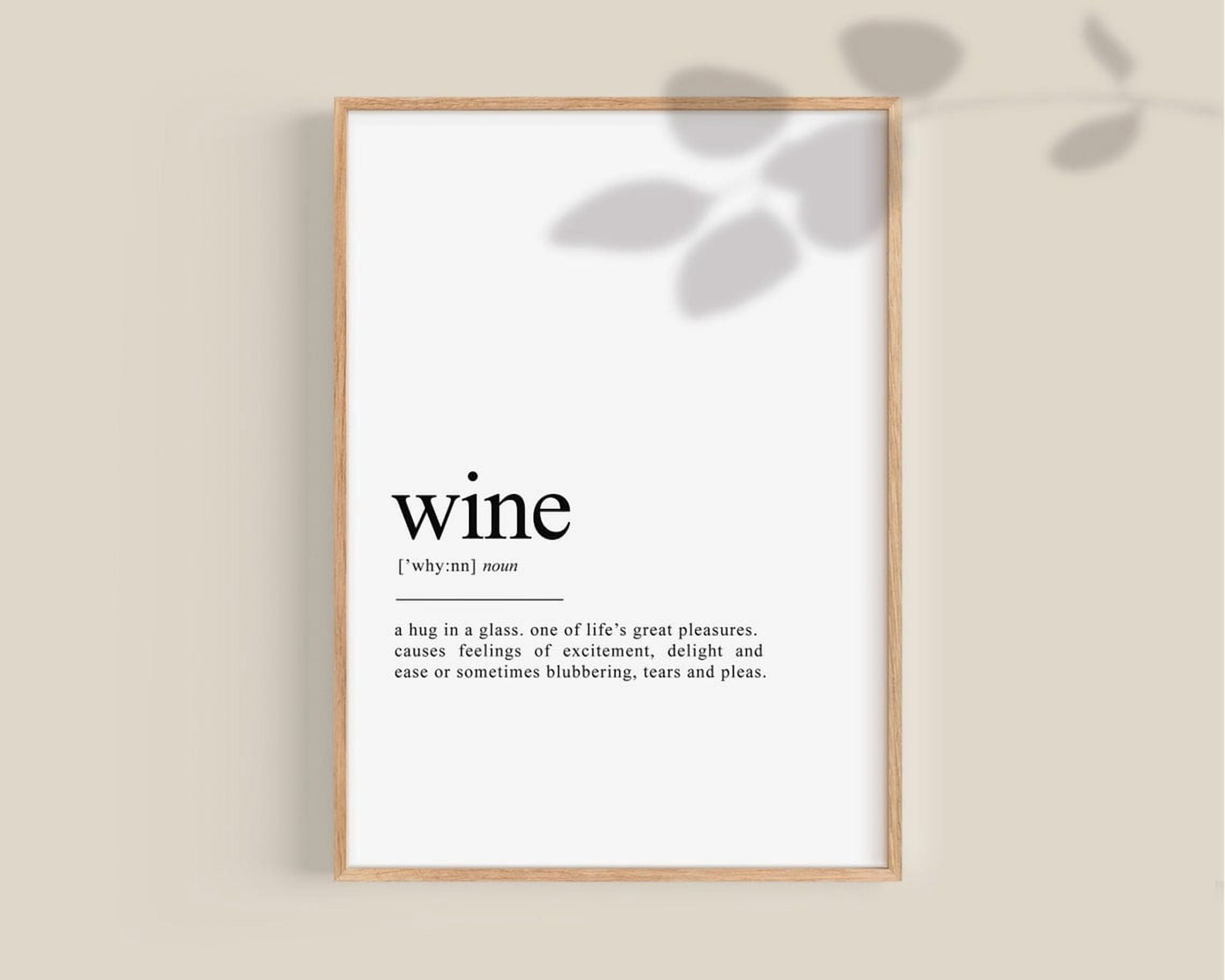 Wine Definition Poster Bar Sign, Wine Lover UNFRAMED Poster, Wall Art ...