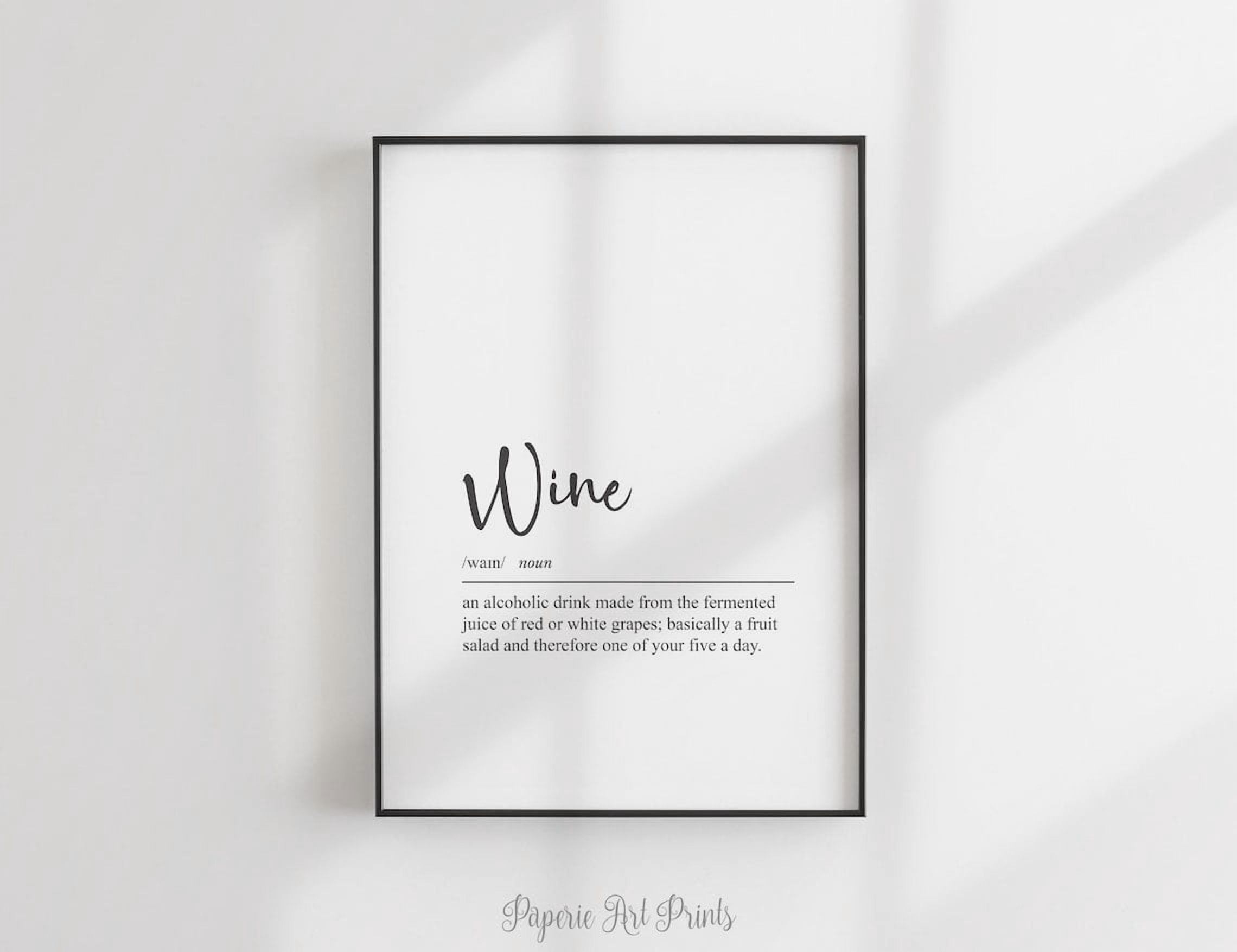 Wine Definition Print, Wall Art, Home Decor, Gift Wall Art, Definition ...
