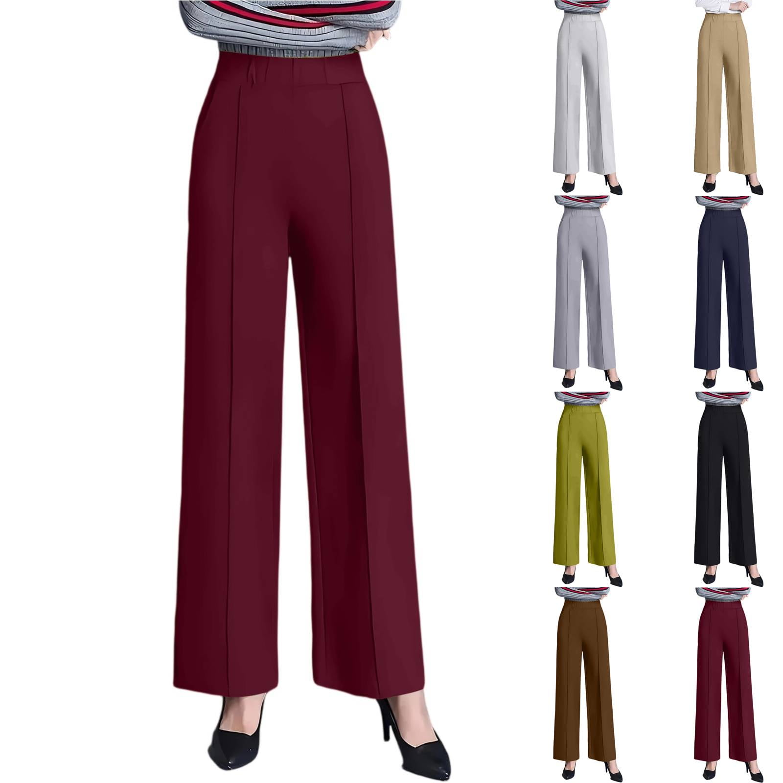 Wine Dress Pants Womens Business Casual Pants, Pull on Office Formal ...