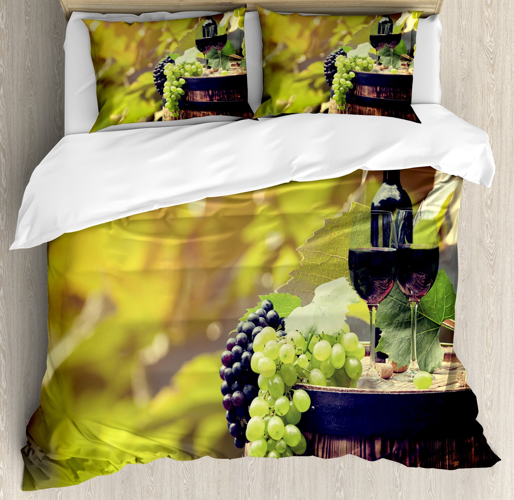 Wine Duvet Cover Set, Agriculture Country Theme Natural Landscape ...