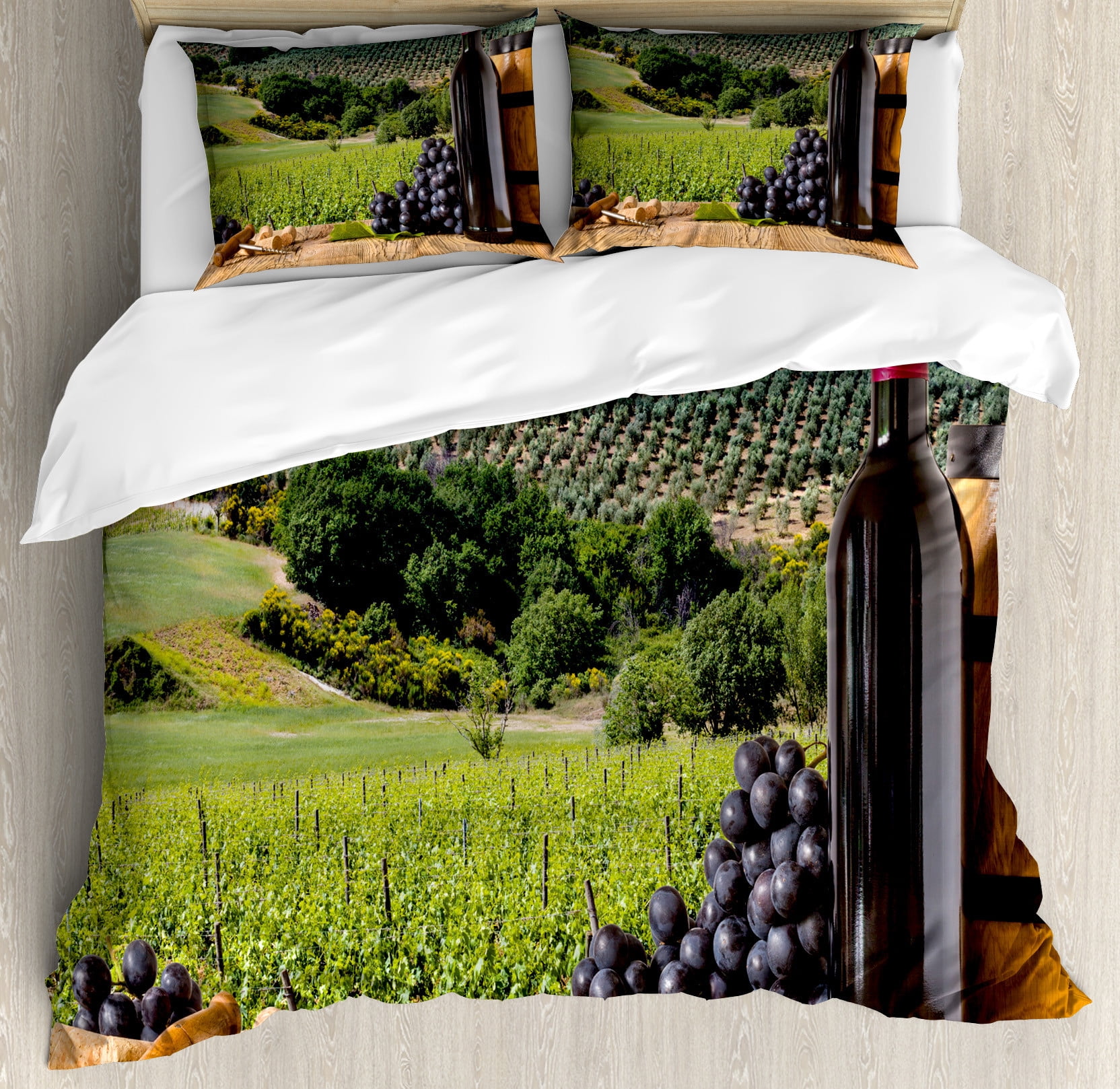 Wine Duvet Cover Set, Idyllic Tuscany Country Landscape Agriculture ...