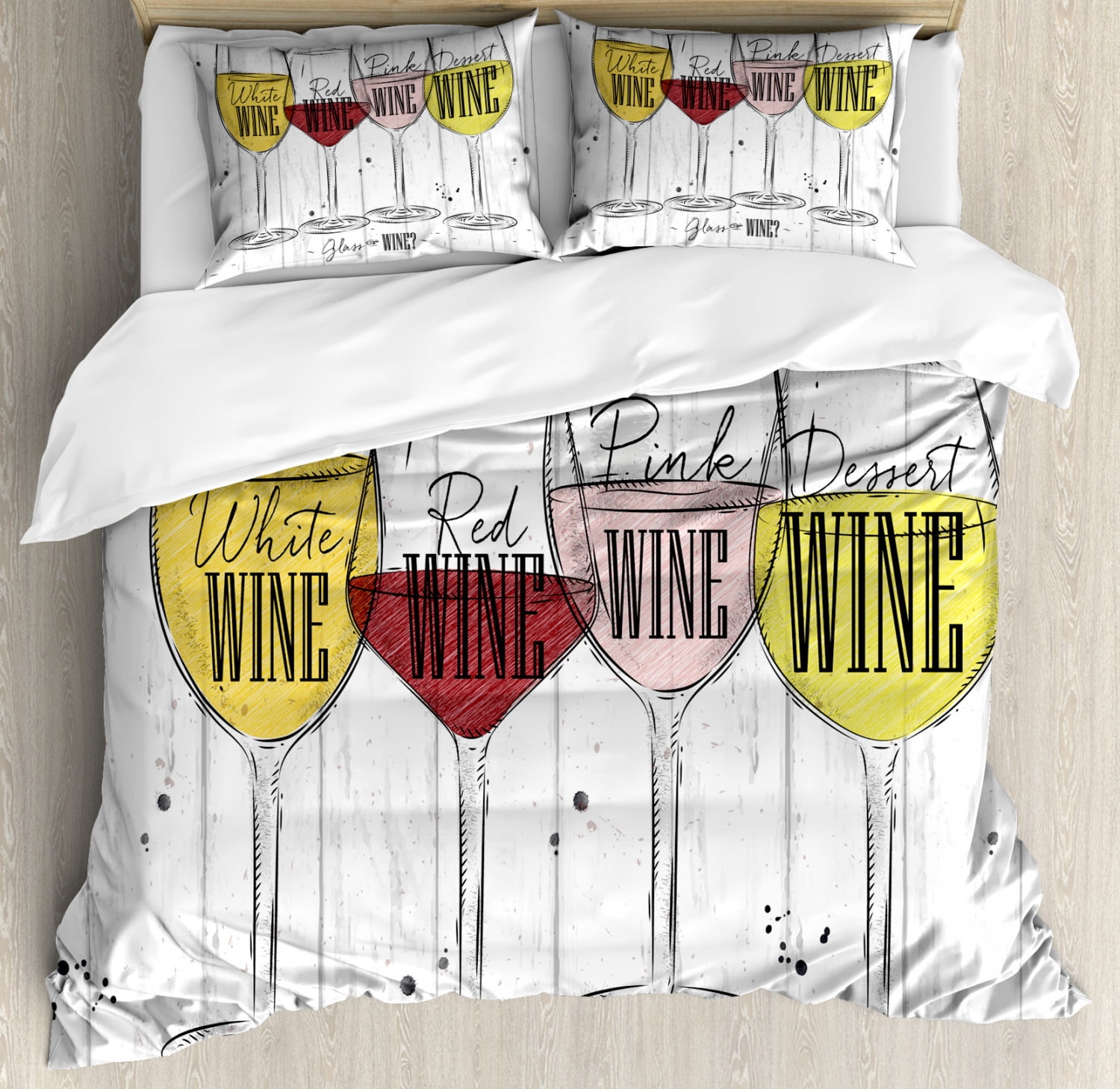 Wine Duvet Cover Set King Size, Four Main Types of Wine with Their ...