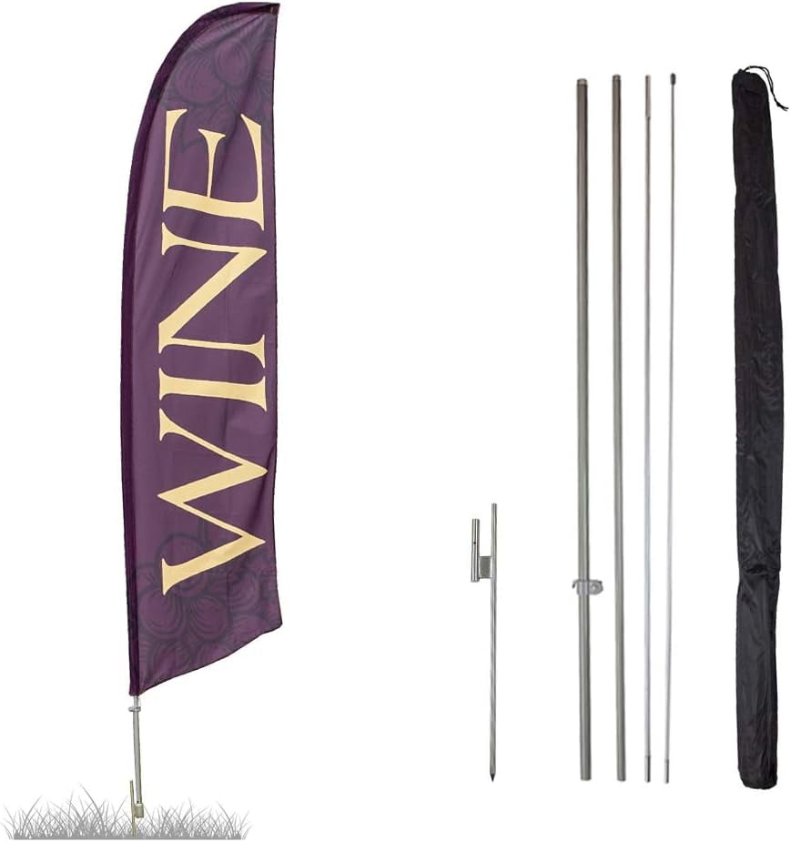 Wine Flag Kits - 13.5ft Flag Complete Pole Set with Ground Stake ...