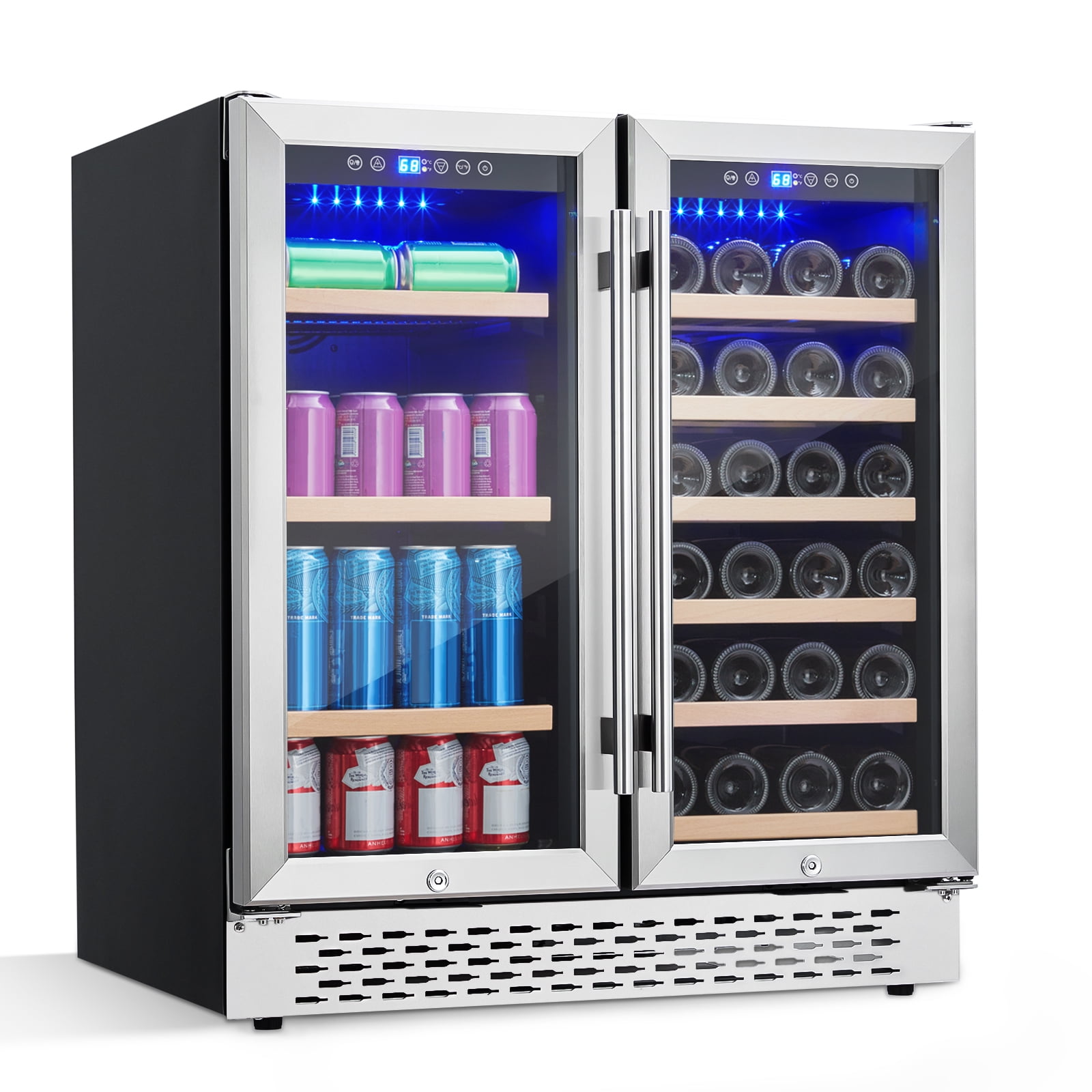 Wine Fridge, 30 Inch DualWine Cooler withAdjustable Shelves, Digital ...