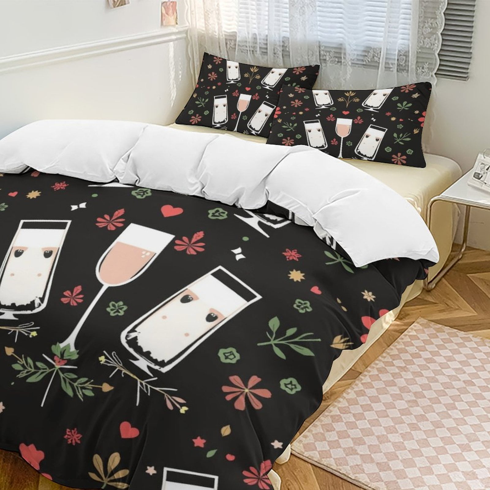 Wine Glass Bedding Set Duvet Cover for Kids Teen Boys Modern Abstract ...