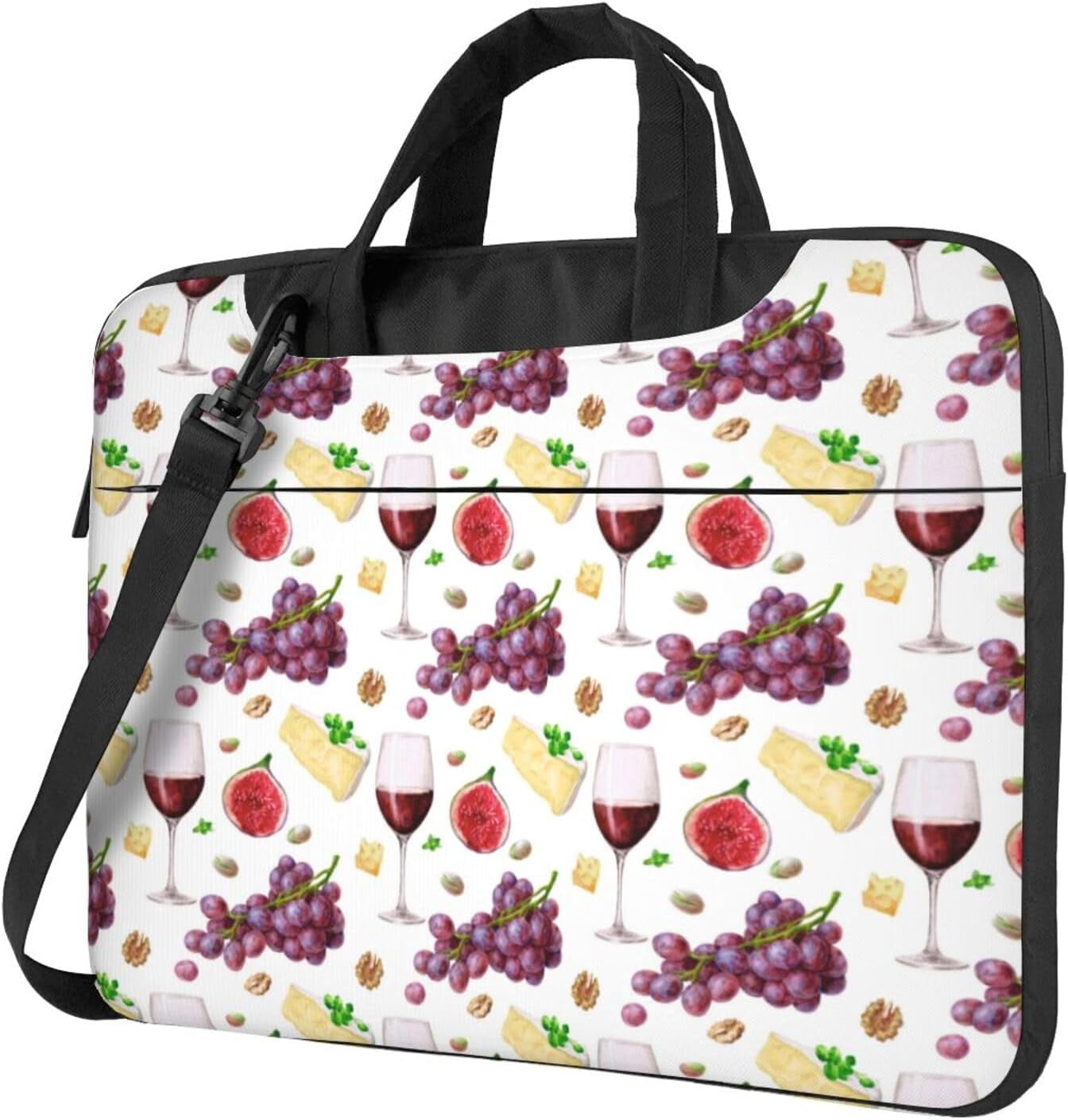Wine Glass Cheese Grape Laptop Tote Bag For Women Men- Laptop Case ...