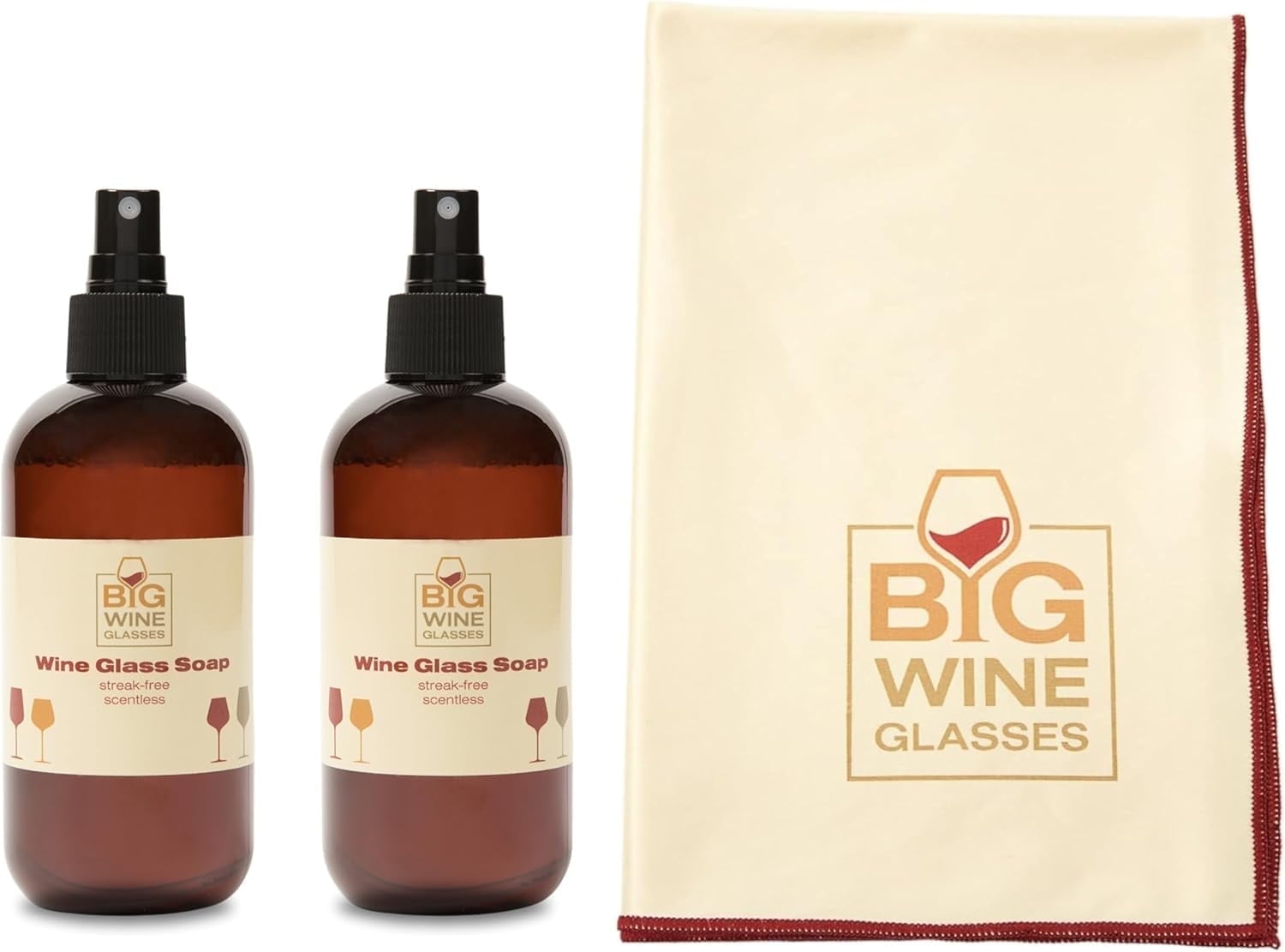 Wine Glass Cleaner & Polishing Set | 2 Organic Sprays + Towel for a ...