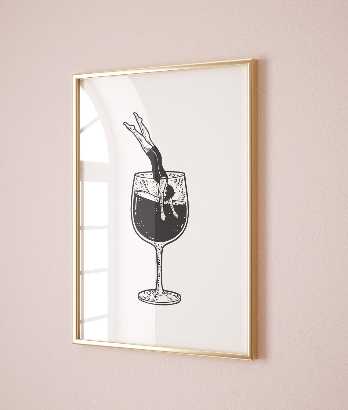Wine Glass Collage Retro Kitchen Wall Art, Unframed Paper Print Size ...