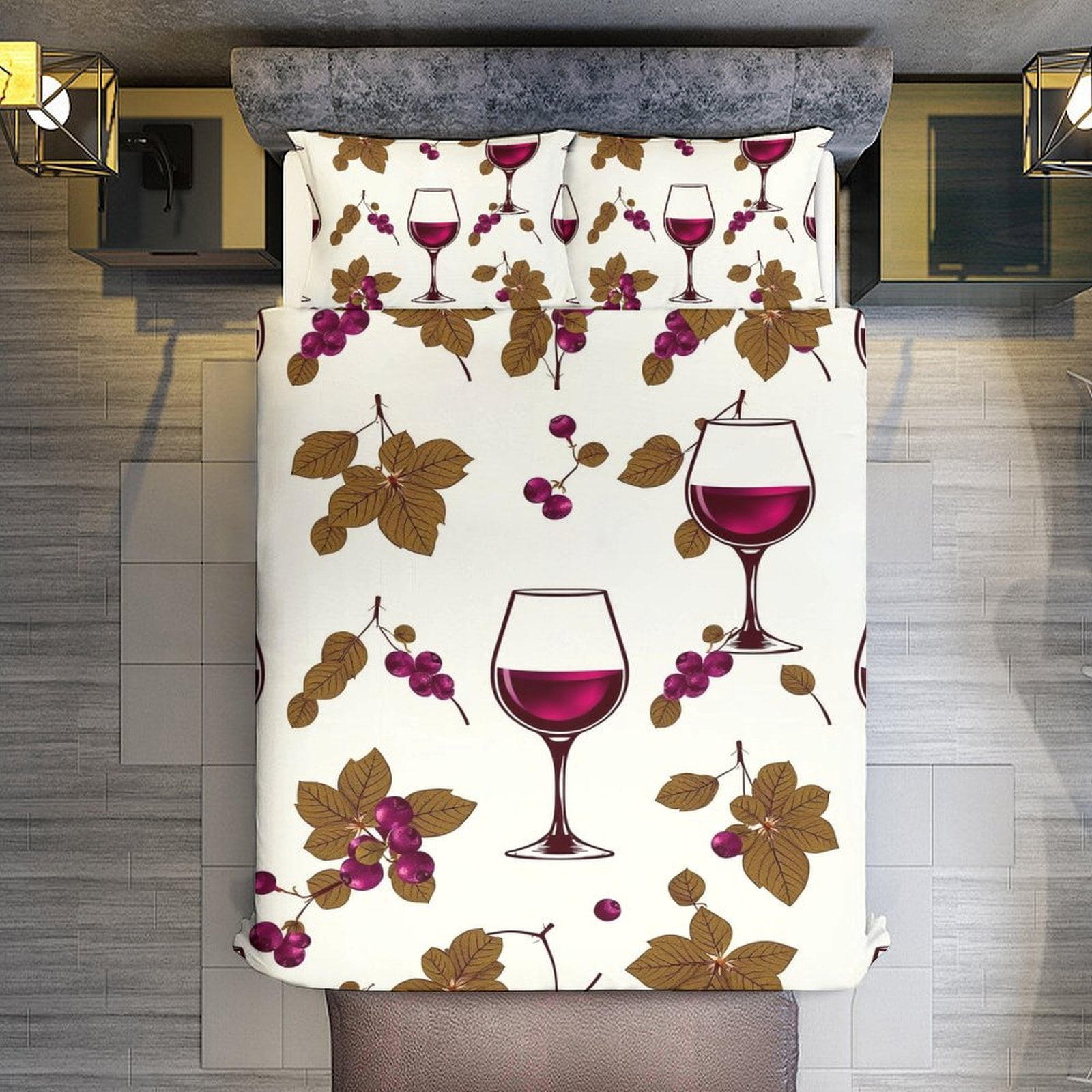 Wine Glass Duvet Cover with Pillow Case 3pcs Bedding Set Quilt Cover ...